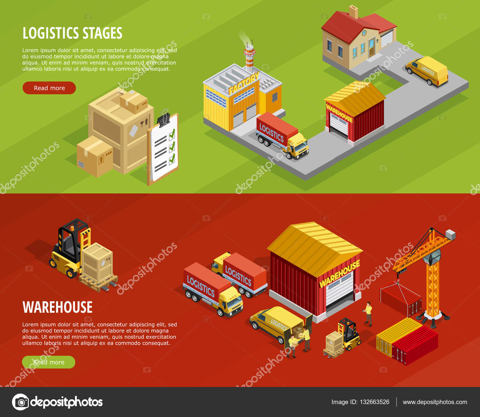 Logistics Isometric Horizontal Banners Stock Vector Image by ... Logistics Isometric Horizontal Banners Stock Vector Image by ...