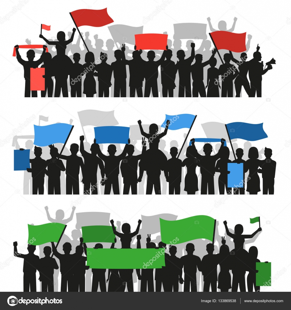 Protesting People Crowd Banners Stock Illustration by ©macrovector ...