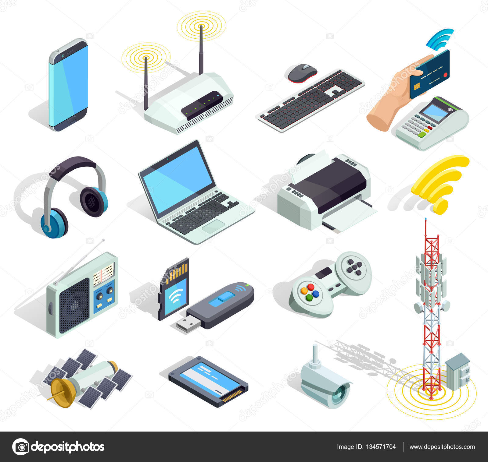 Wireless Technology Devices Isometric Icons Set Stock Vector Image by ...