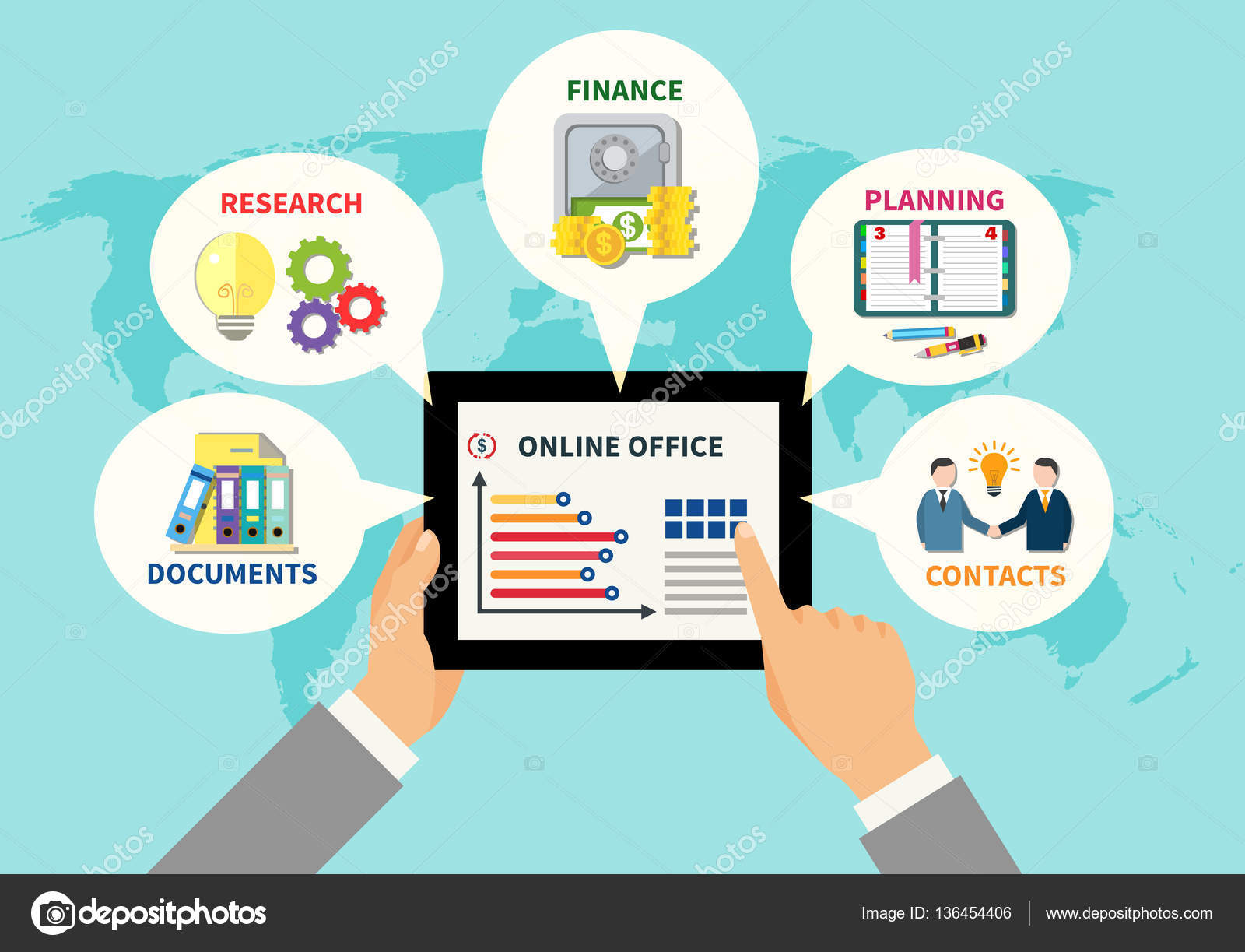 Online Office Design Concept Stock Vector by ©macrovector 136454406