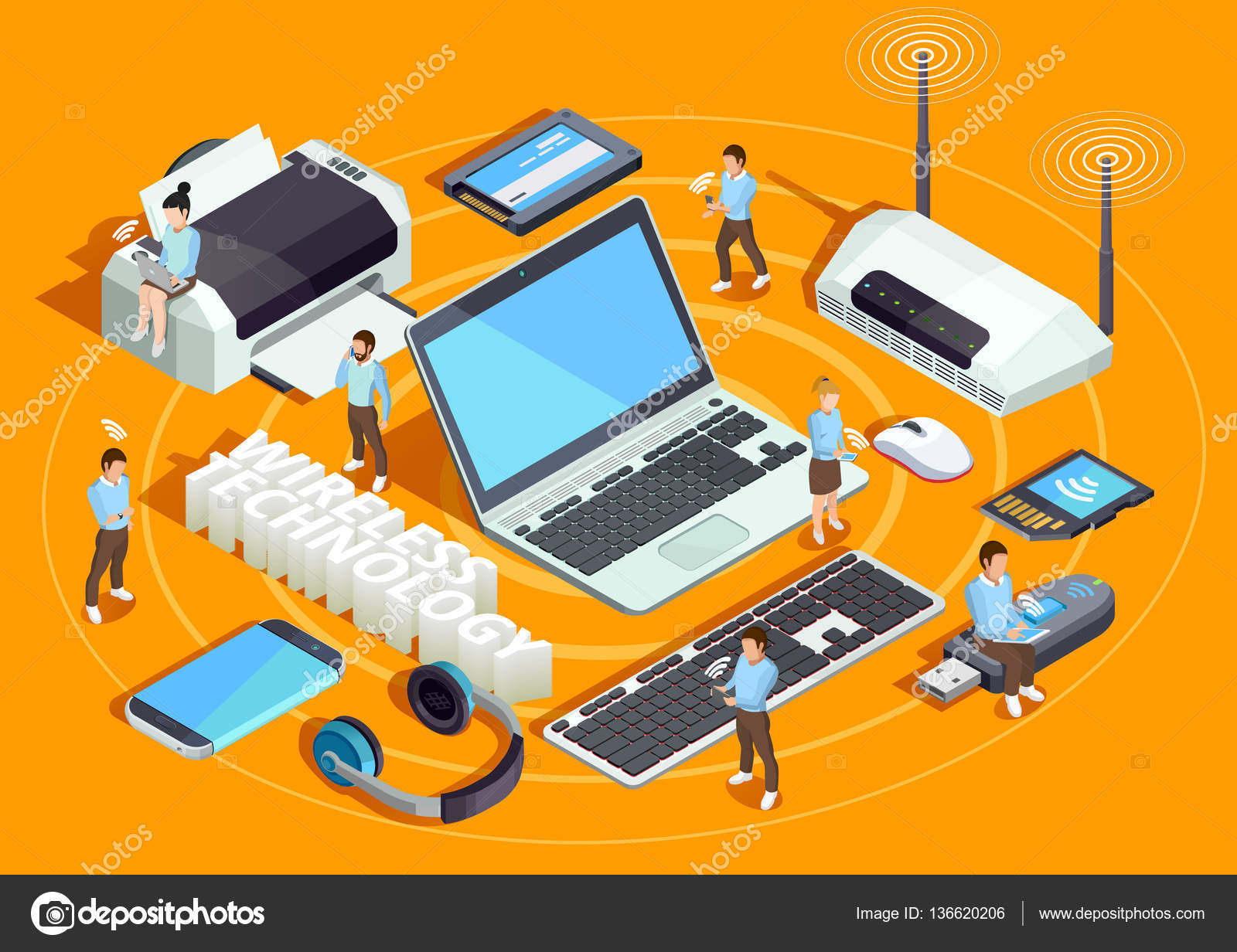 Wireless Technology Isometric Composition Poster Stock Vector Image by ...