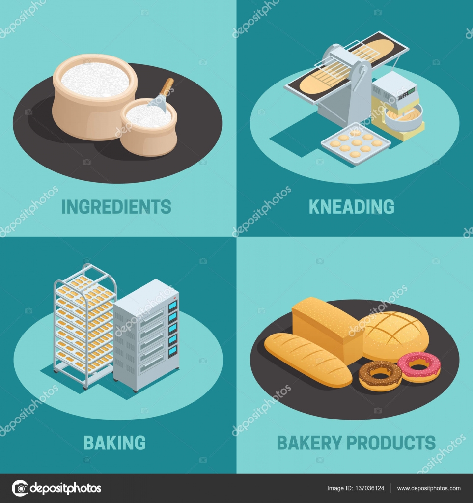 Download - Four bakery factory isometric icon set with ingredients ... Download - Four bakery factory isometric icon set with ingredients ...