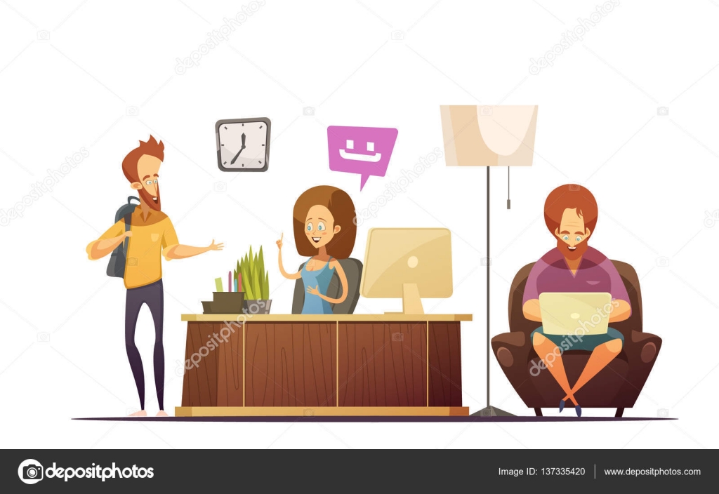 Hostel Reception Design Concept Stock Vector Image by ©macrovector ...
