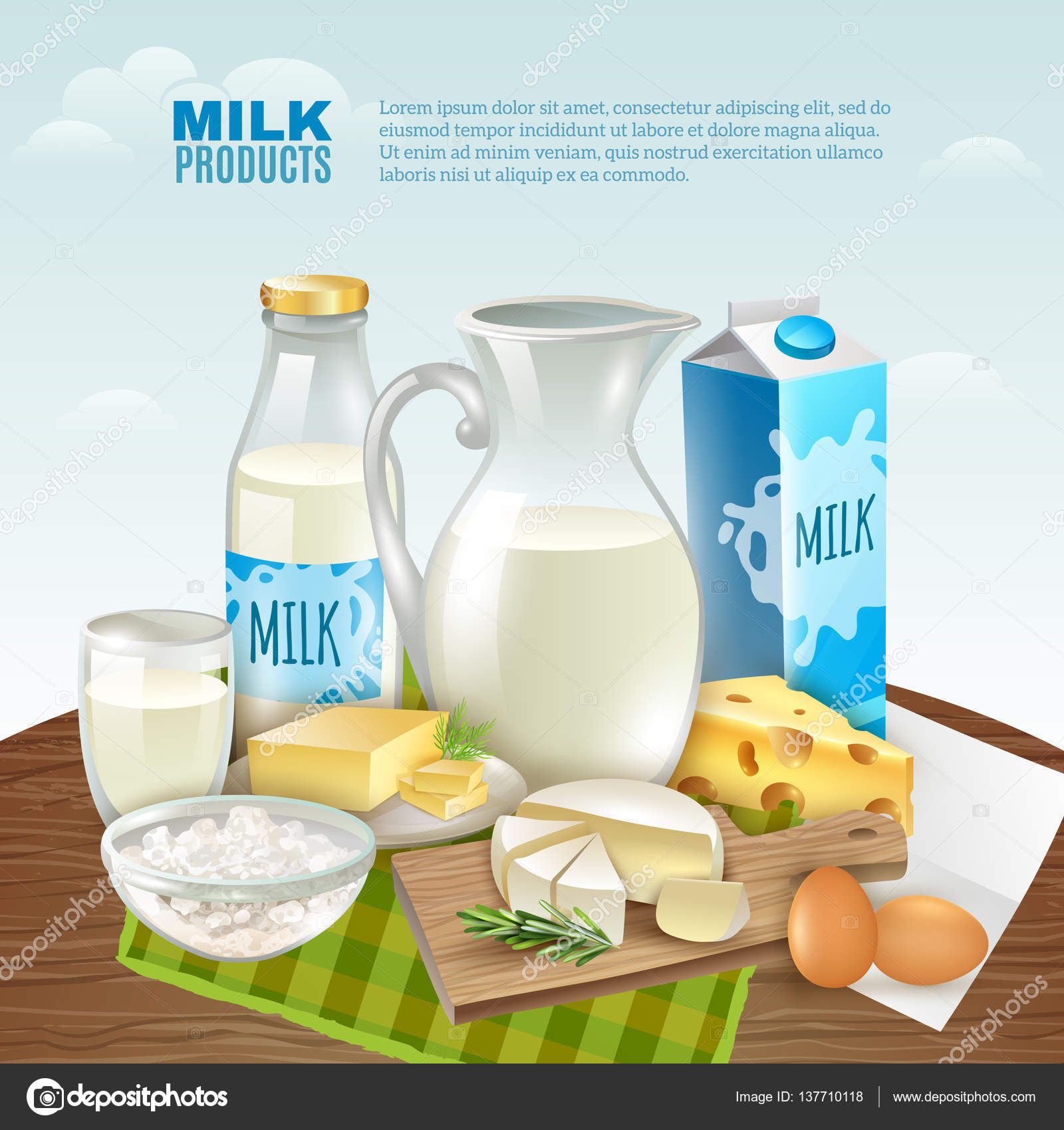 Milk Products Background Stock Vector Image by ©macrovector #137710118