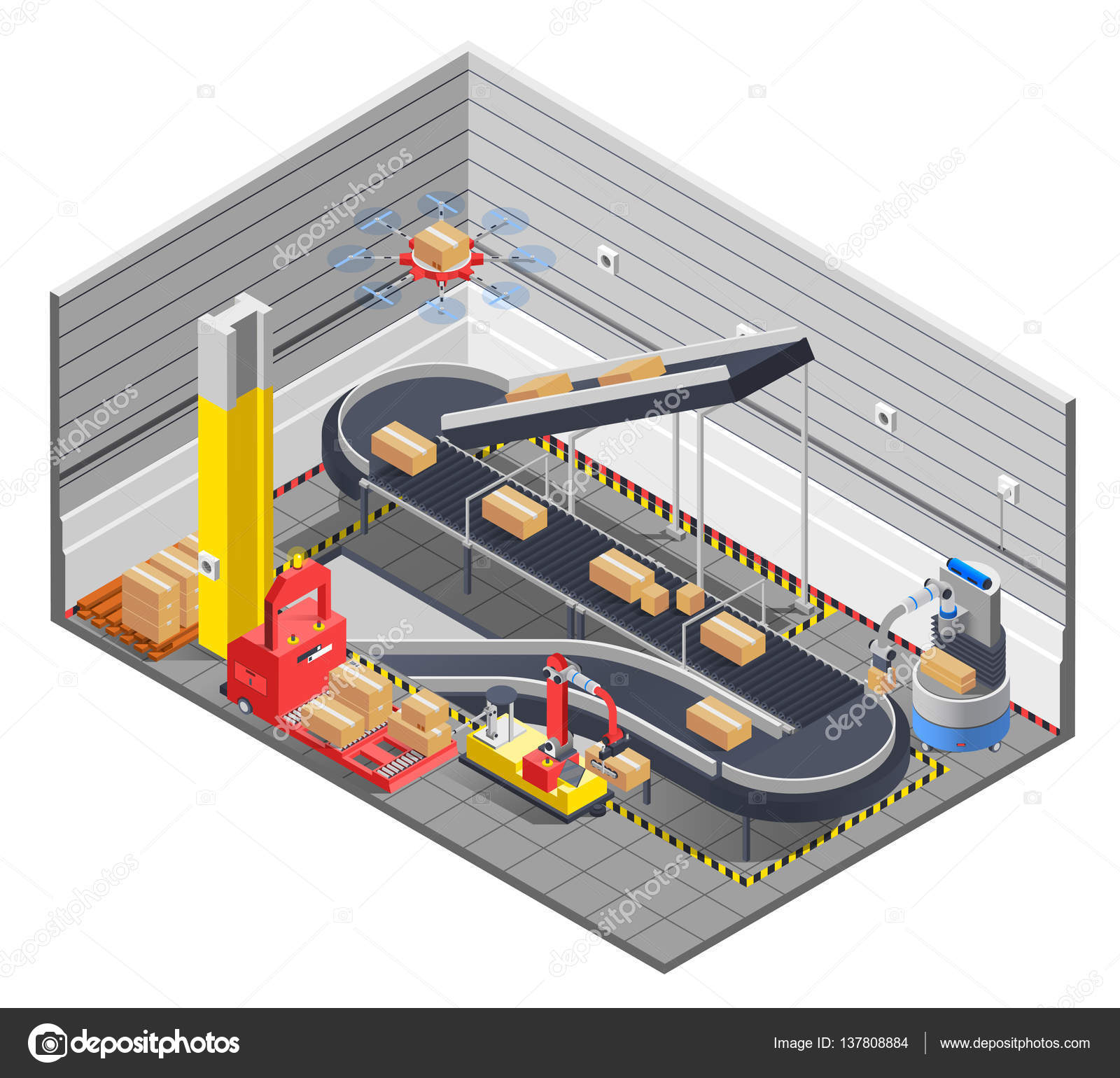 Automatic Warehouse Isometric Interior Stock Vector Image by ...