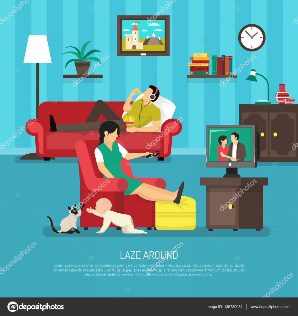 Lazy People Illustration Stock Vector Image by ©macrovector #139730084