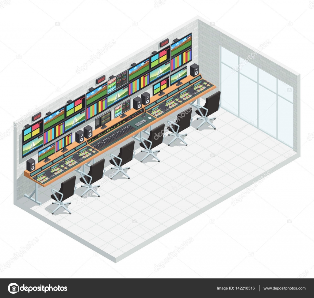 Broadcast Studio Isometric Interior Stock Vector Image by ©macrovector ...