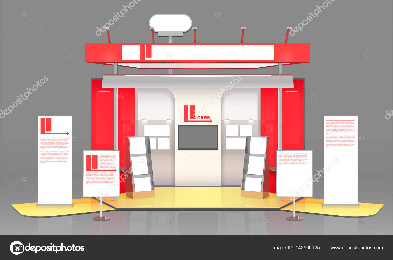 Red Exhibit Display Case Design Stock Vector Image by ©macrovector ...