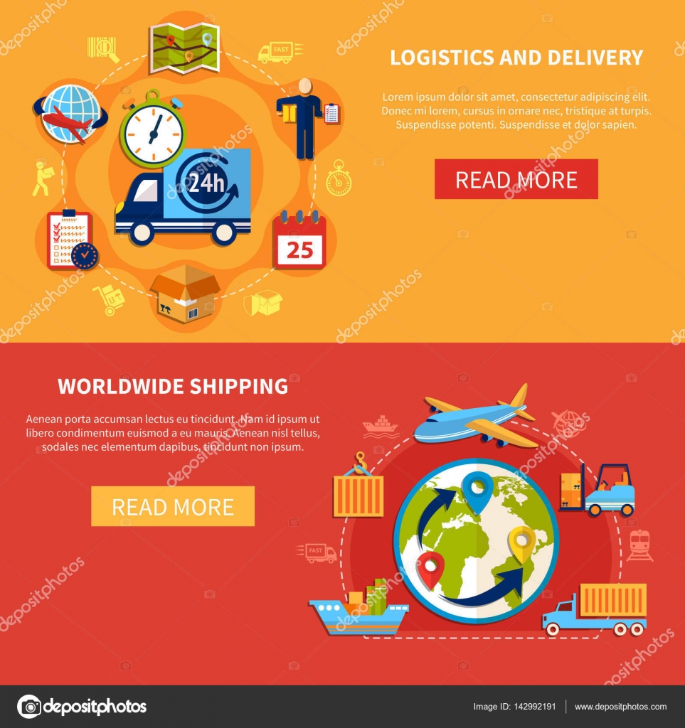 Logistic Banner Composition Stock Vector by ©macrovector 142992191