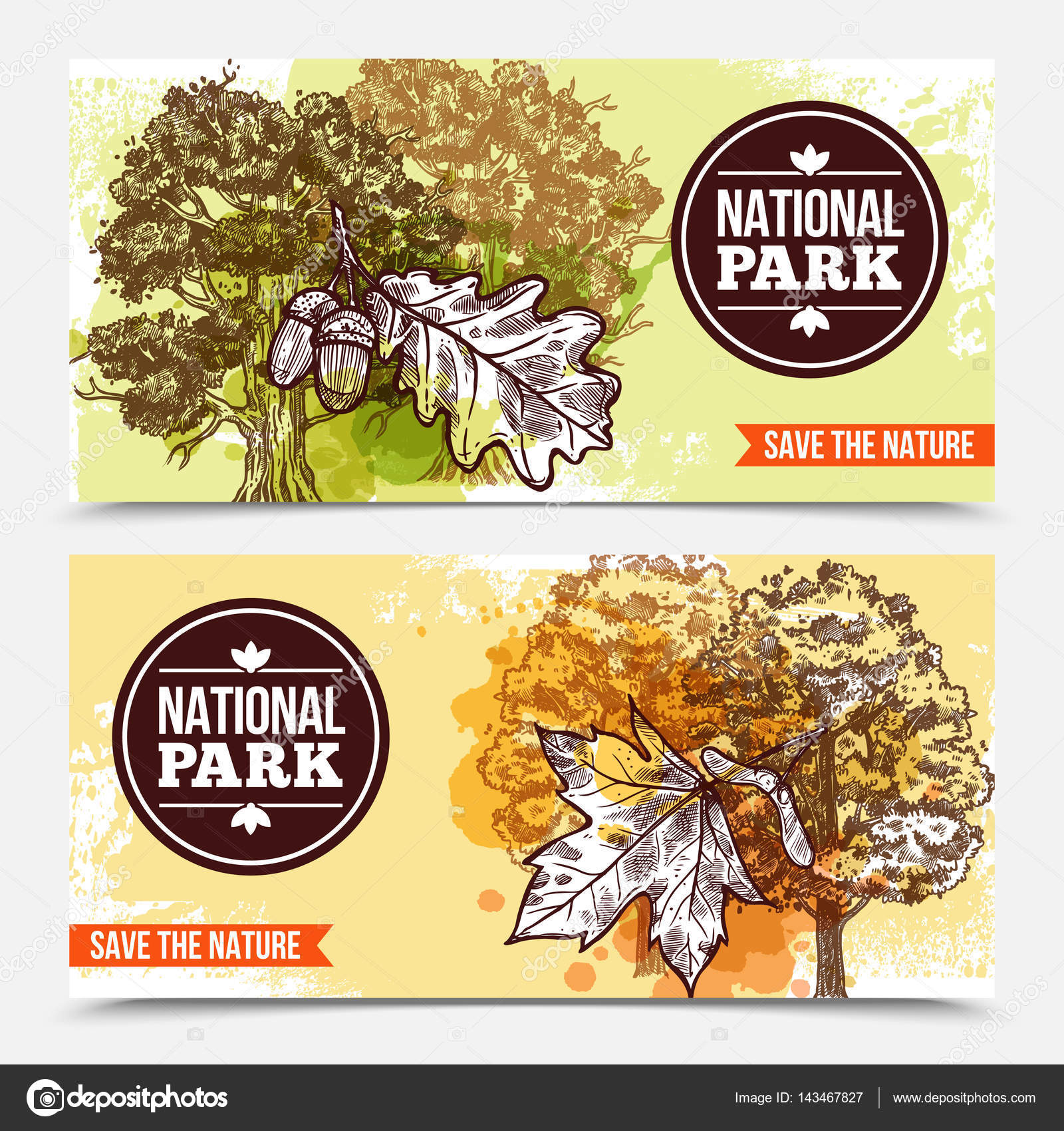 Sketch Tree Banners Stock Vector Image by ©macrovector #143467827
