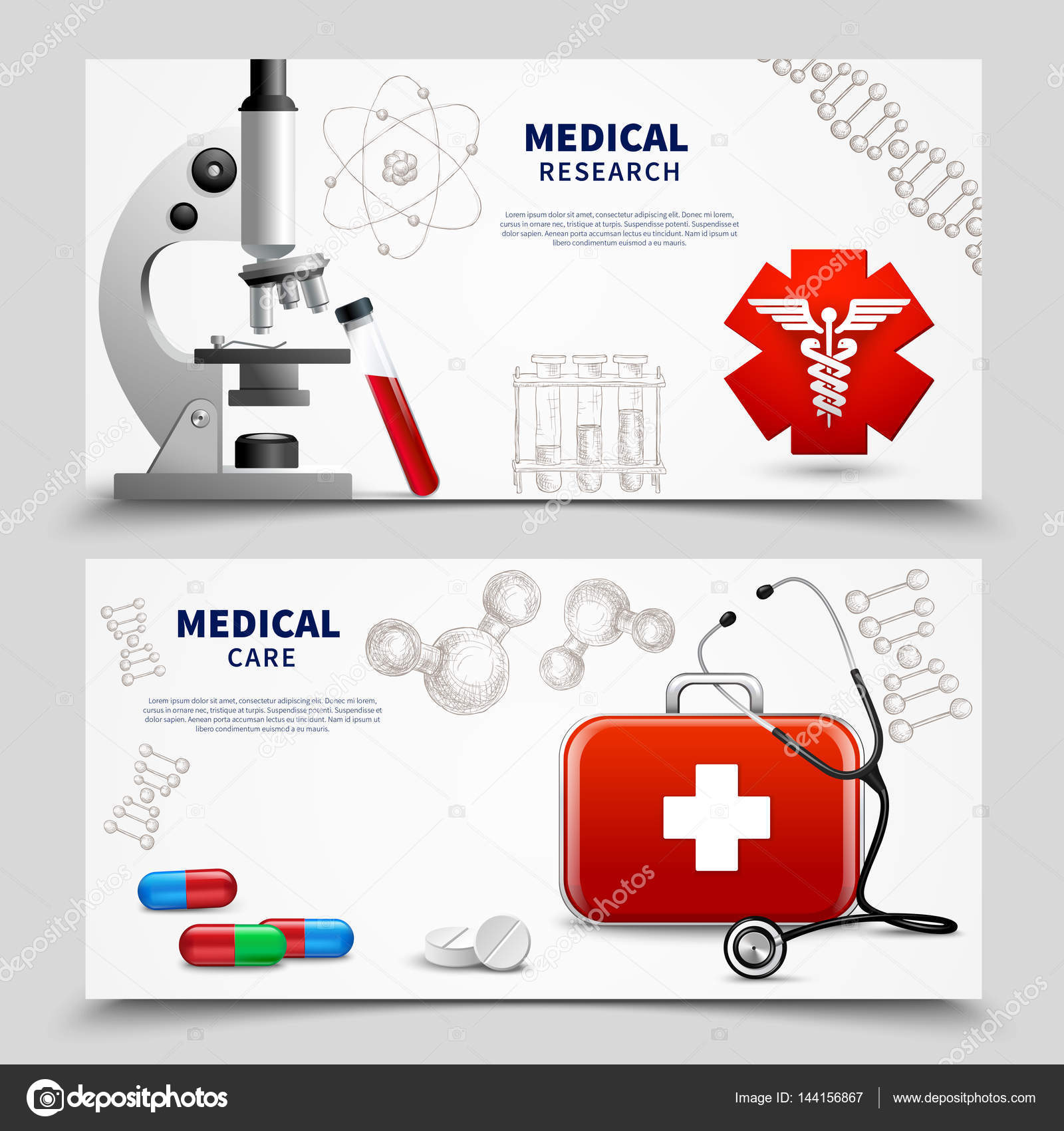 Medical Research Banners Set Stock Vector Image by ©macrovector #144156867