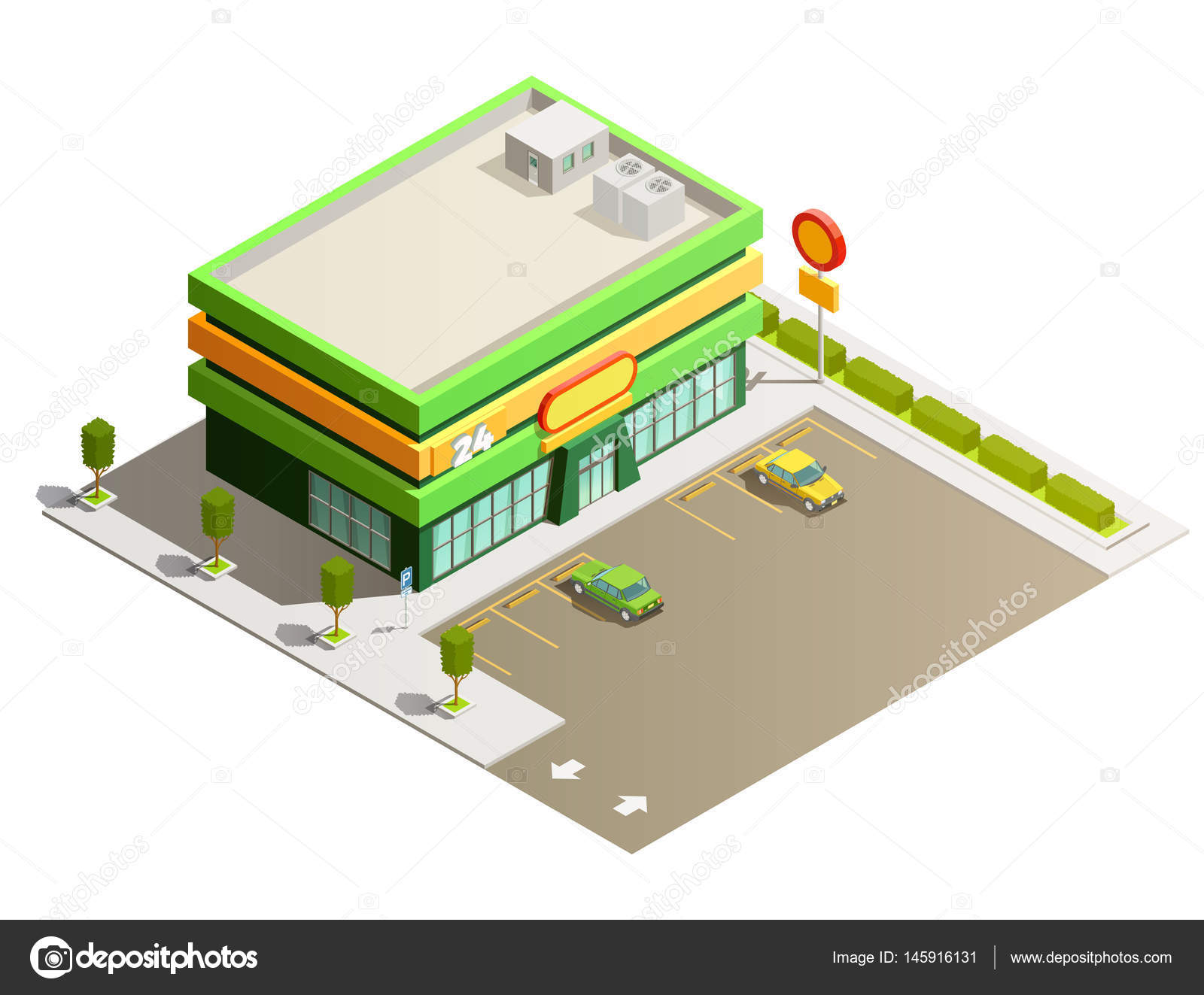 Supermarket Store Building Isometric Exterior View — Stock Vector ... Supermarket Store Building Isometric Exterior View — Stock Vector ...