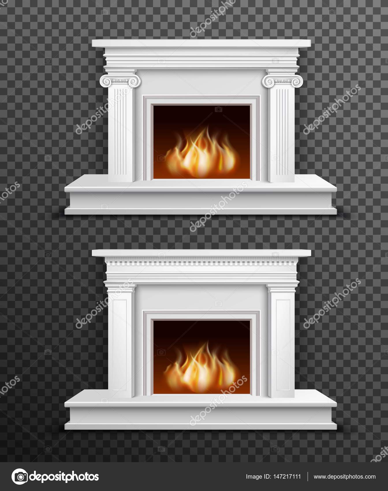 Indoor Fireplace Set On Transparent Background Stock Vector Image by ...