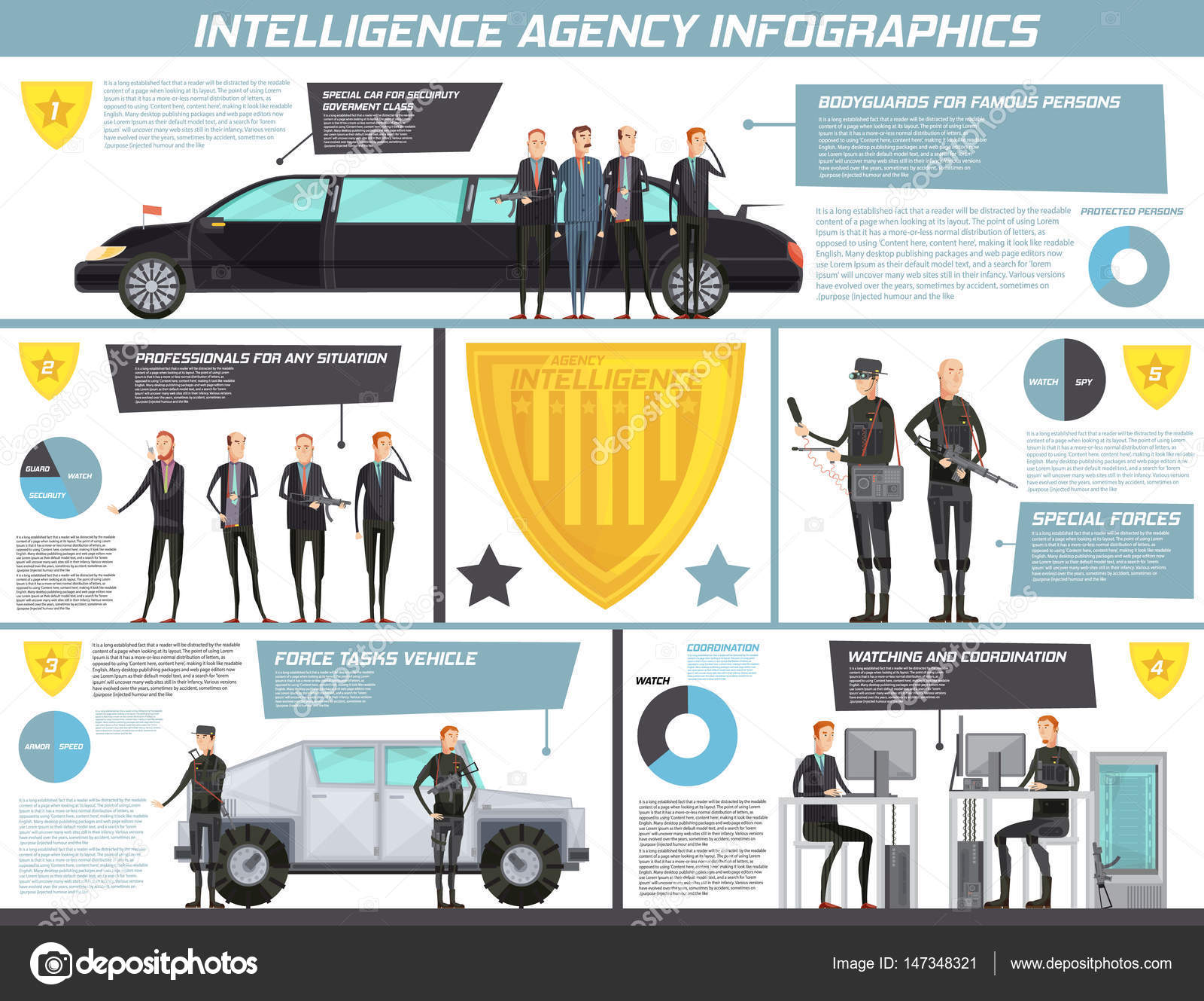 Intelligence Agency Infographics Stock Vector Image by ©macrovector ...