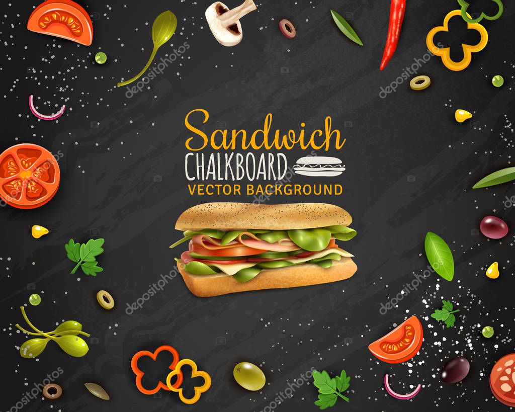 Fresh Sandwich Chalkboard Background Advertisement Poster — Stock ...