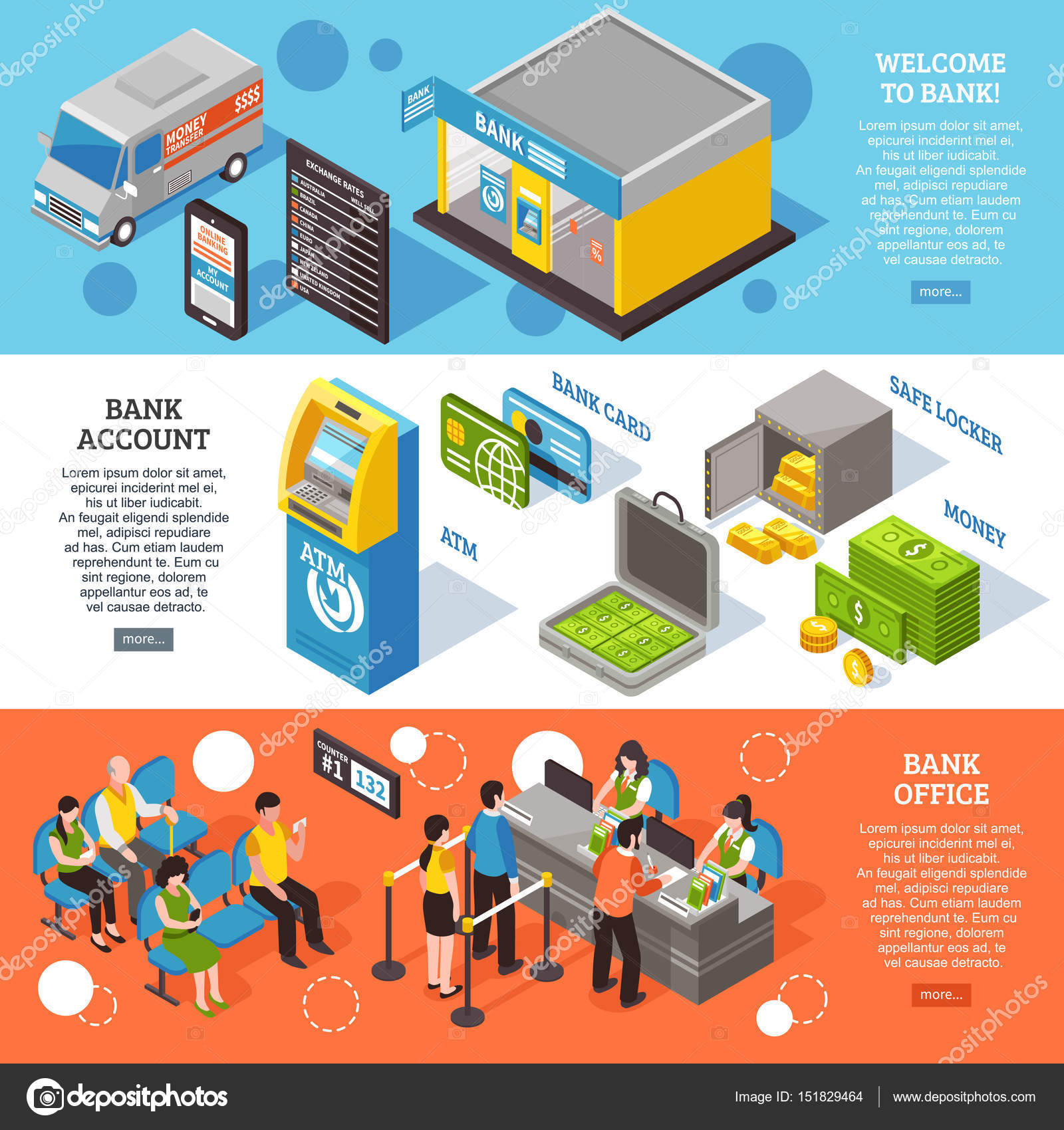 Bank Isometric Banners Set Stock Vector by ©macrovector 151829464