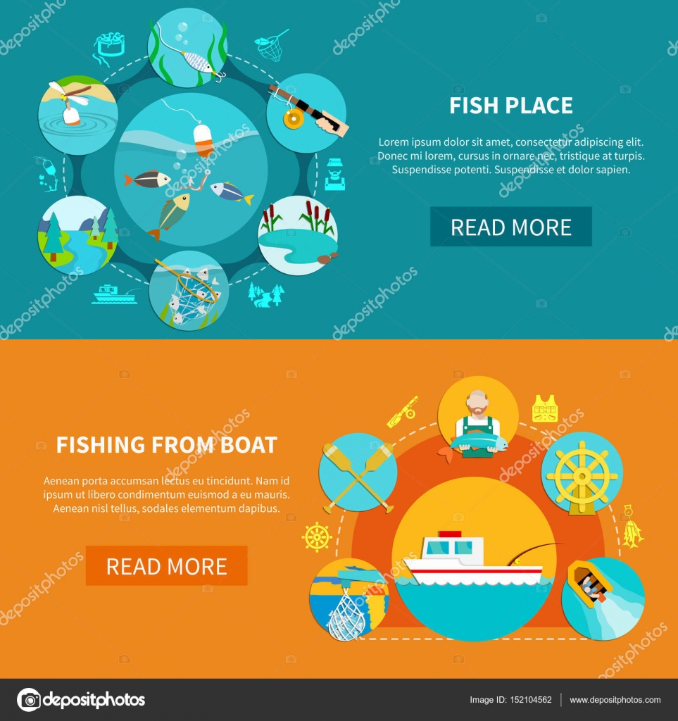 Floater Fishing Banners Set Stock Vector by ©macrovector 152104562