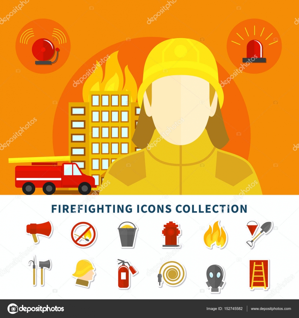 Firefighting Icons Collection Stock Vector Image by ©macrovector #152745582