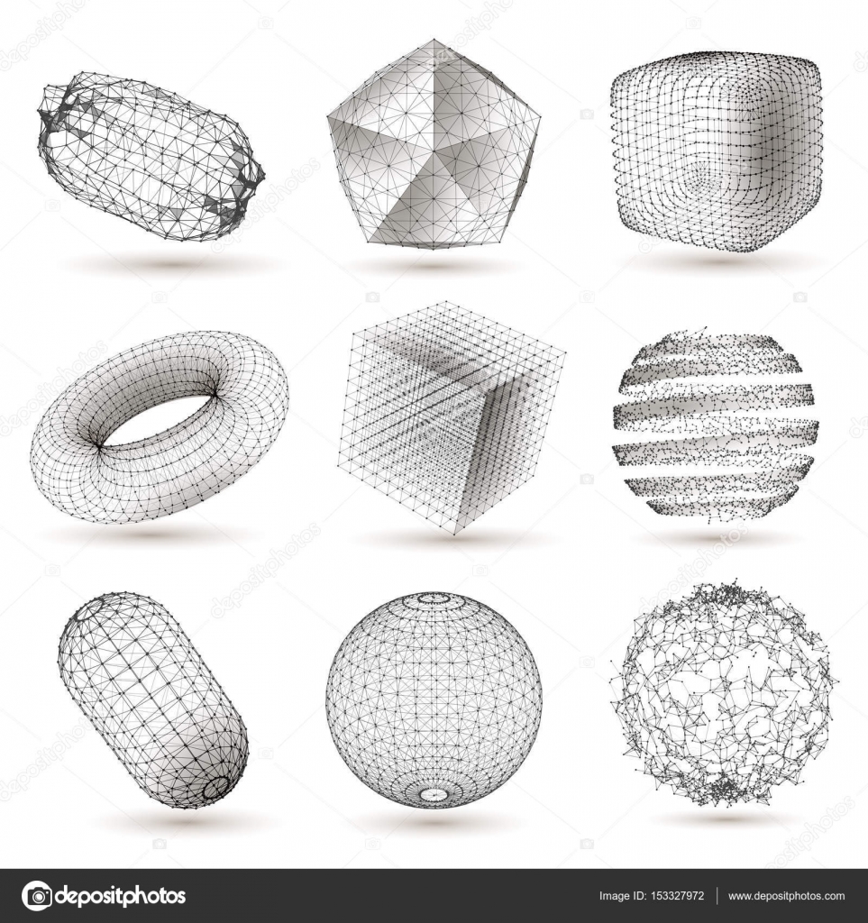 Digital Geometric Shapes Set Stock Vector Image by ©macrovector #153327972