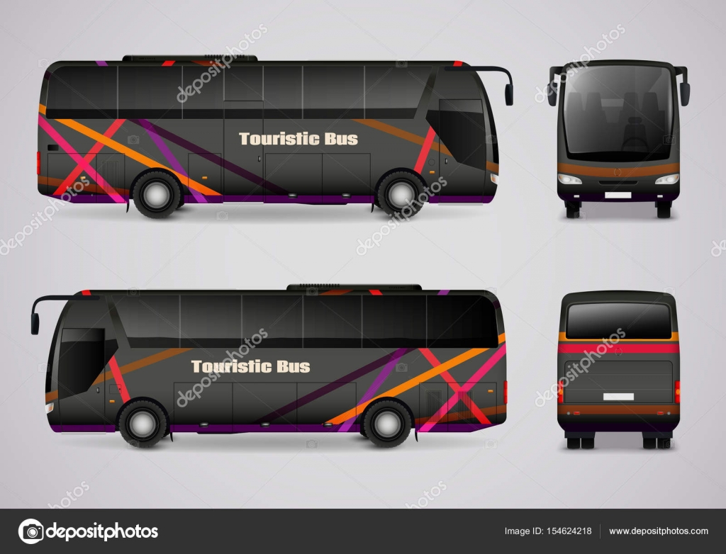 Touristic Bus From All Sides Stock Vector Image by ©macrovector #154624218