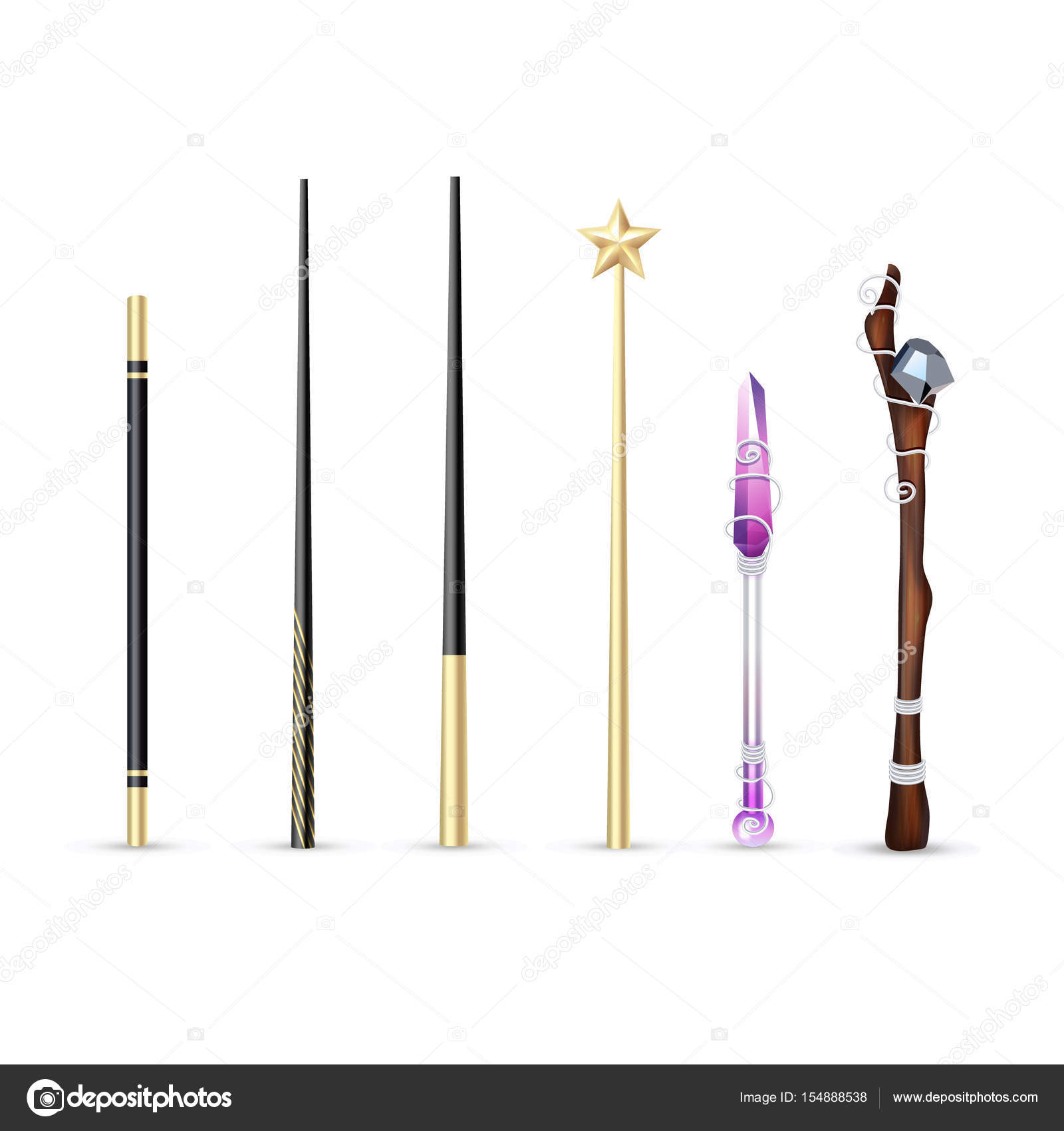Magic Wand Realistic Set Stock Vector Image by ©macrovector #154888538