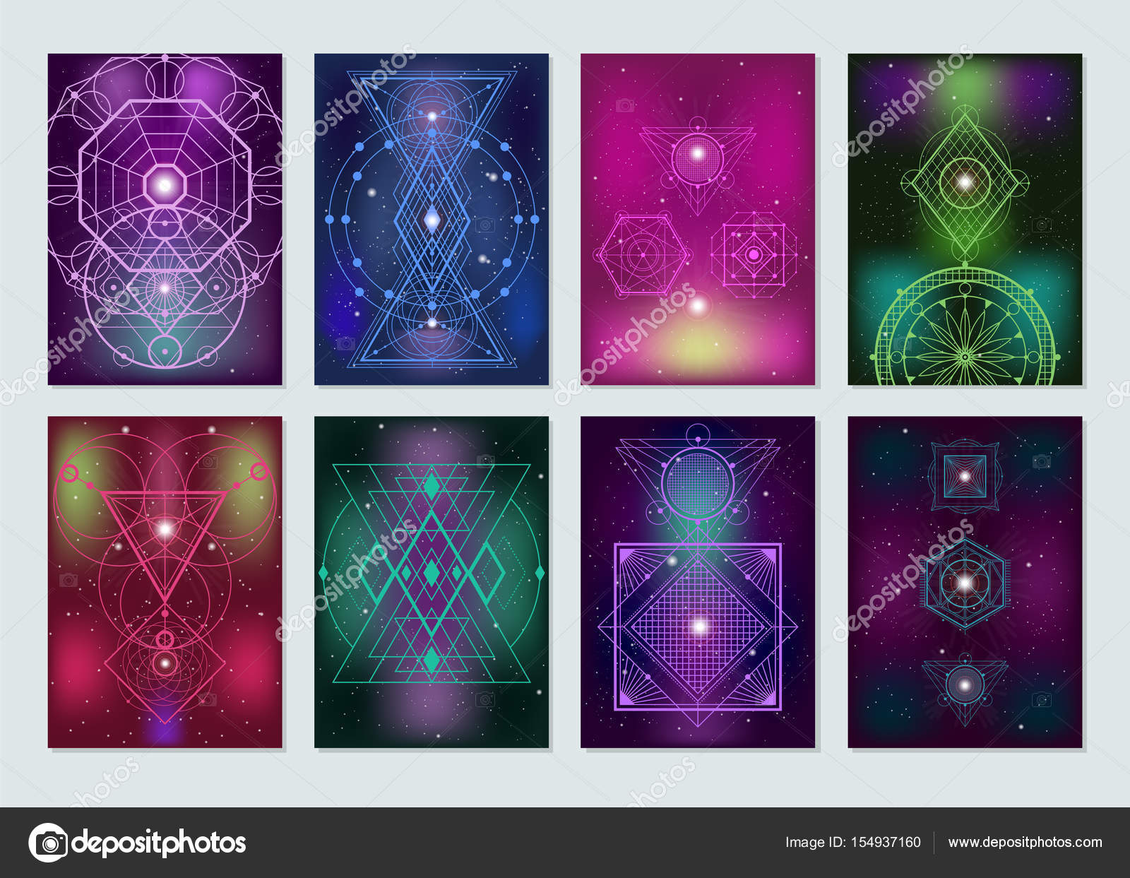 Sacred Geometry Colorful Banners Collection Stock Vector Image by ...