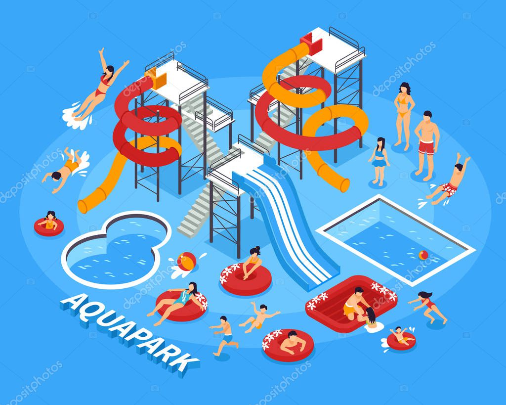 Water Park Illustration — Stock Vector © Macrovector 158352014