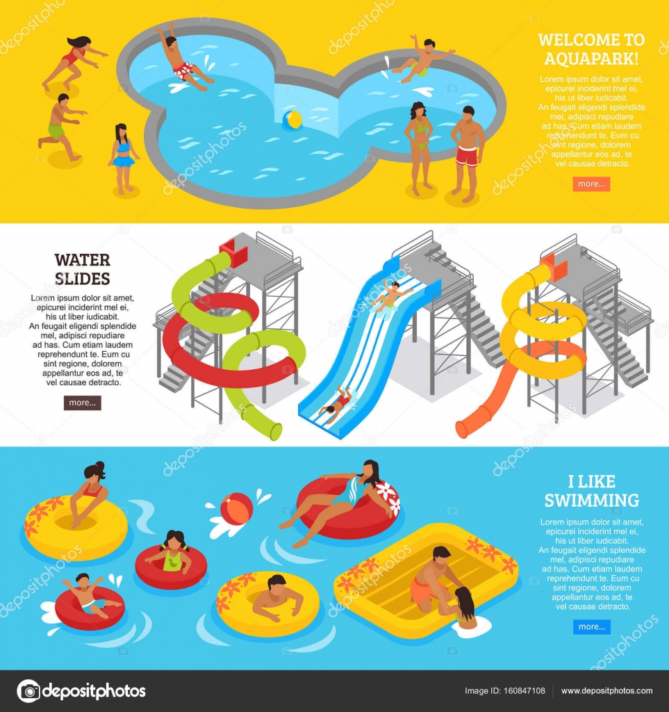 Water Park Banners Set ⬇ Vector Image by © macrovector | Vector Stock ...