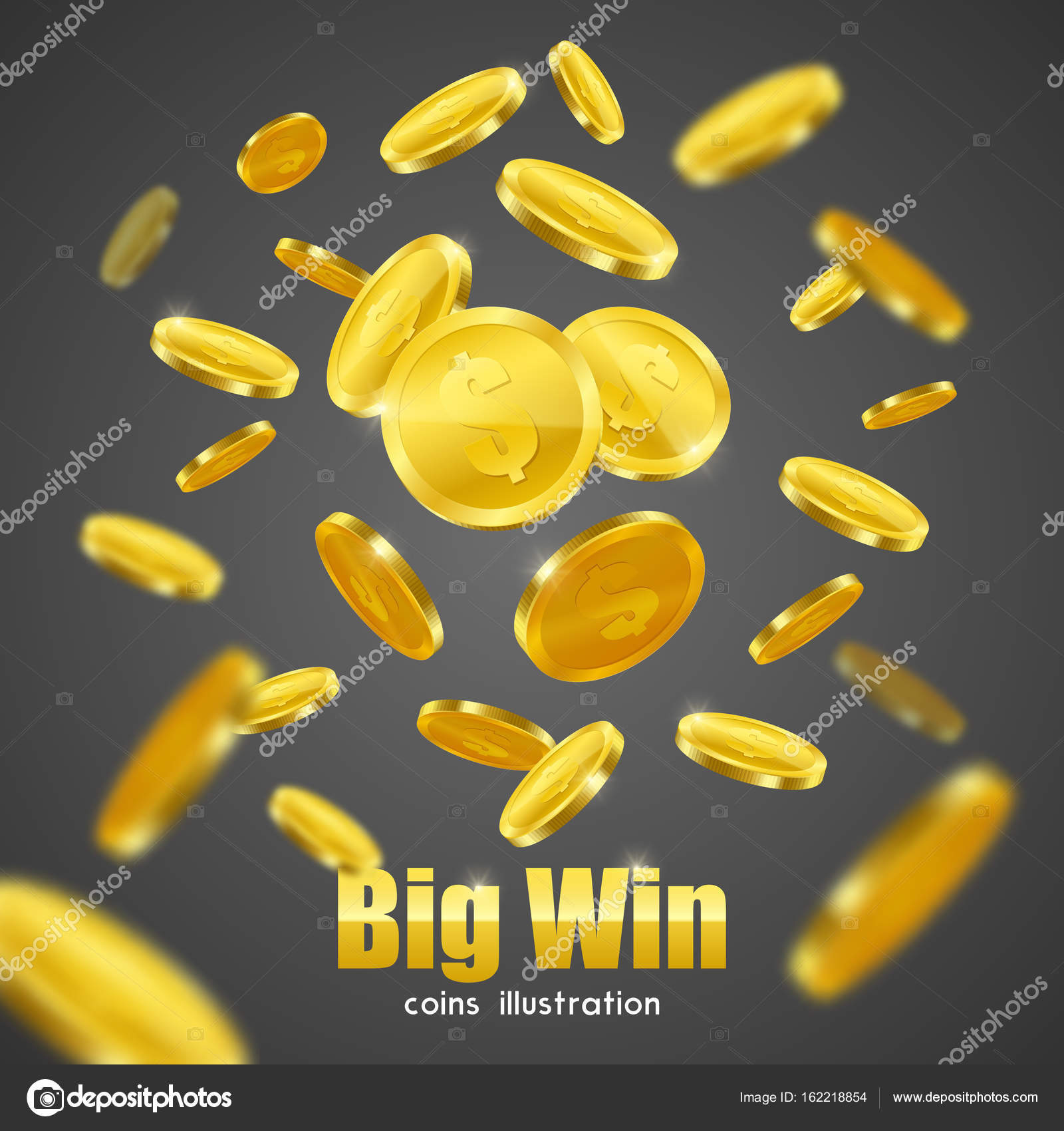 Big Win Gold Coins Advertisement Background Poster Stock Vector Image ...