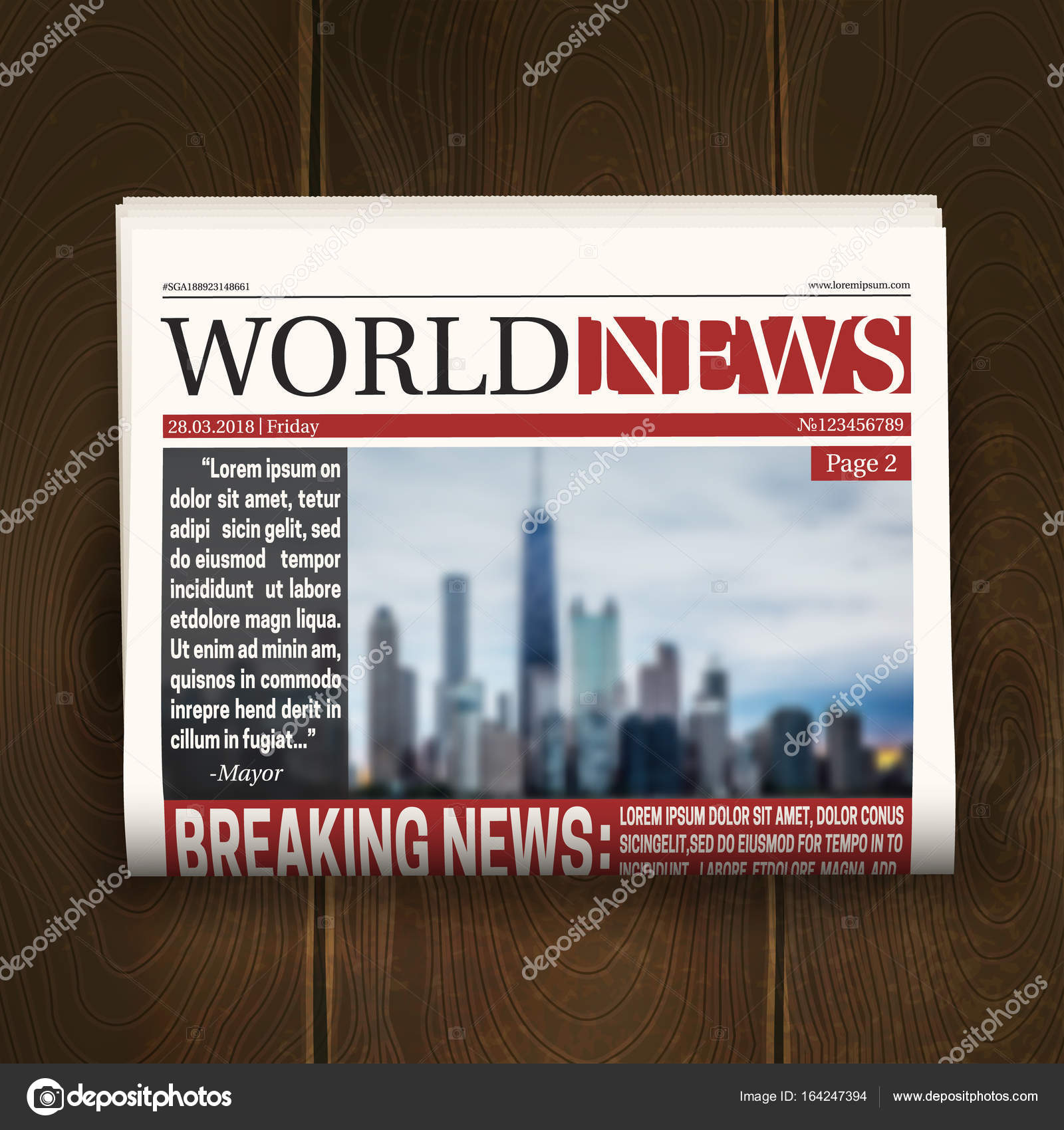 Front Page Newspaper Realistic Poster Stock Vector by ©macrovector ...