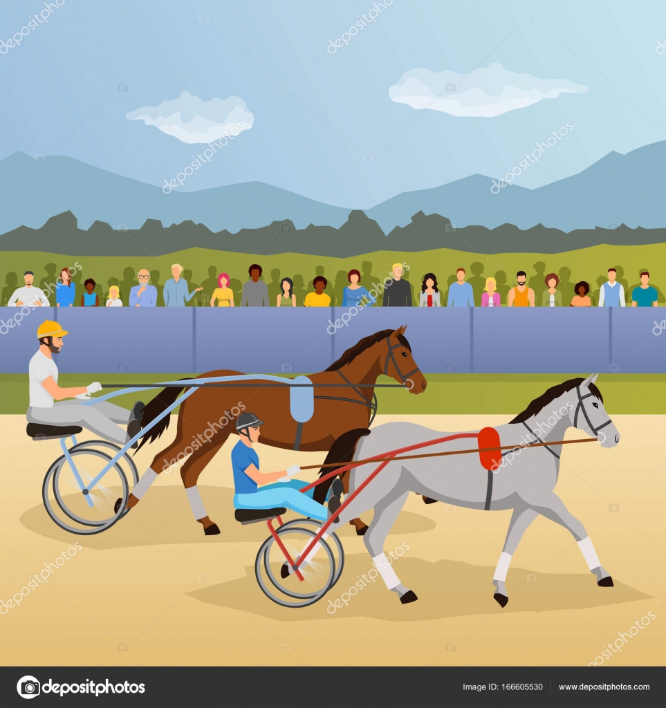 Harness Racing Flat Composition Stock Vector Image by ©macrovector ...