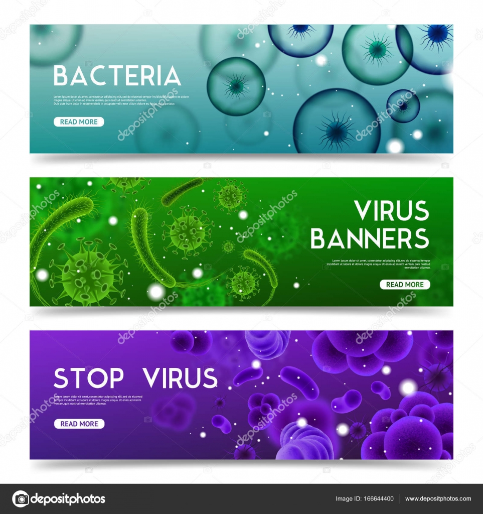 Realistic Viruses Horizontal Banners Set Stock Vector Image by ...