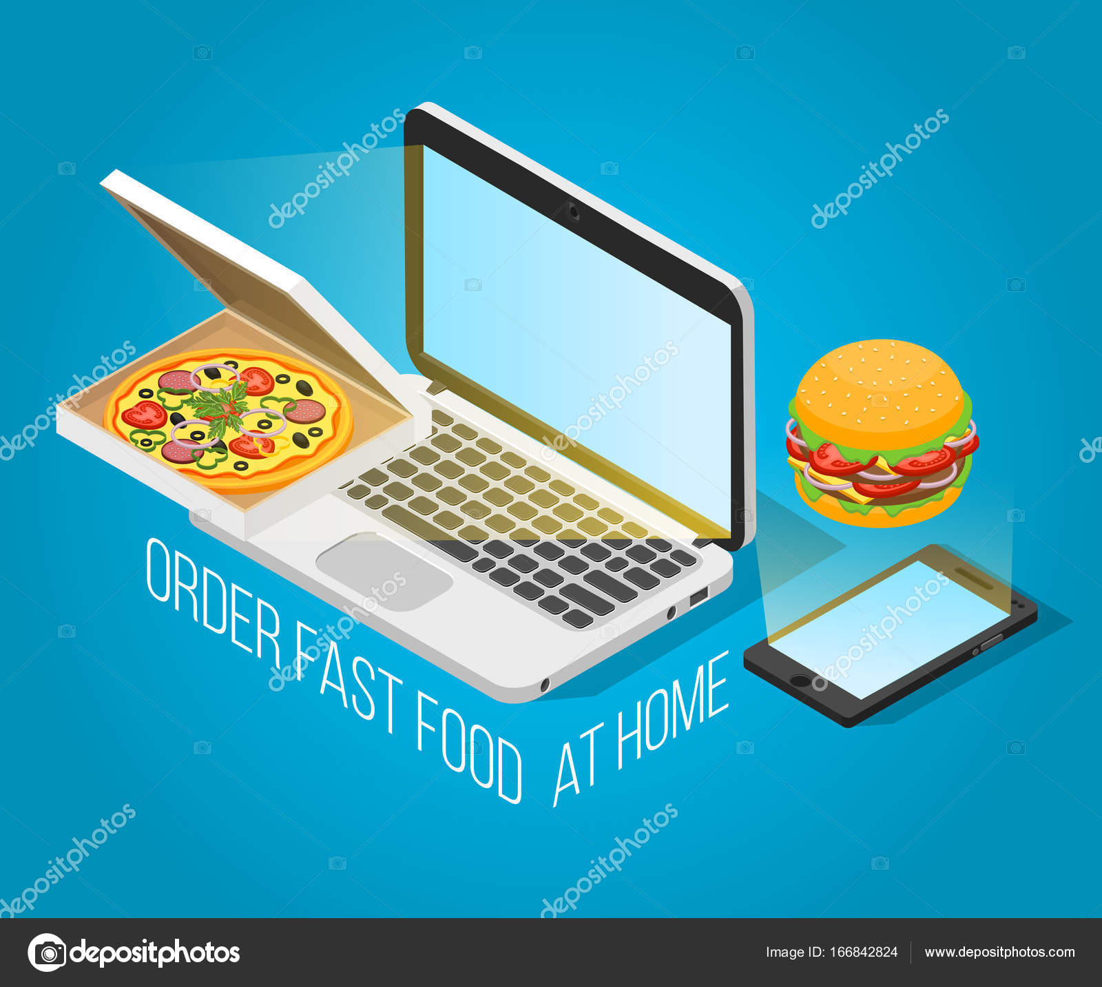 Fast Food Order At Home Isometric Concept Stock Vector Image by ...