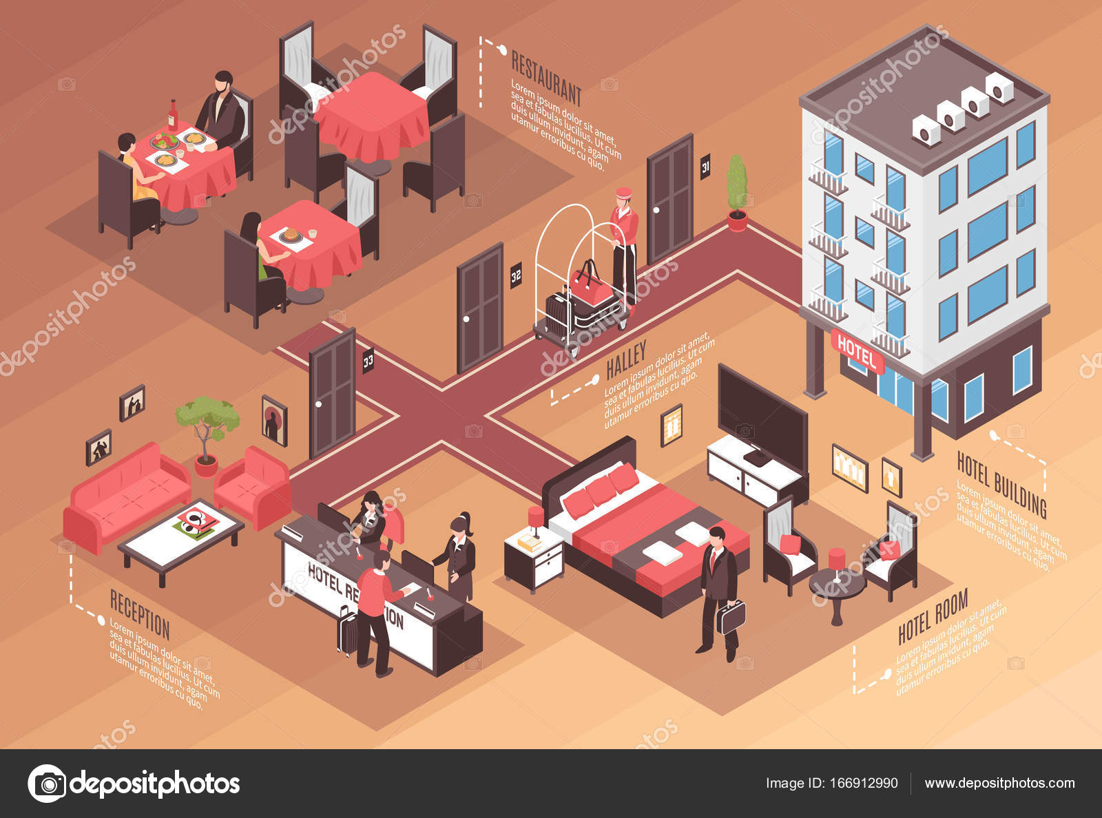 Isometric Hotel Horizontal Background Stock Vector Image by ...