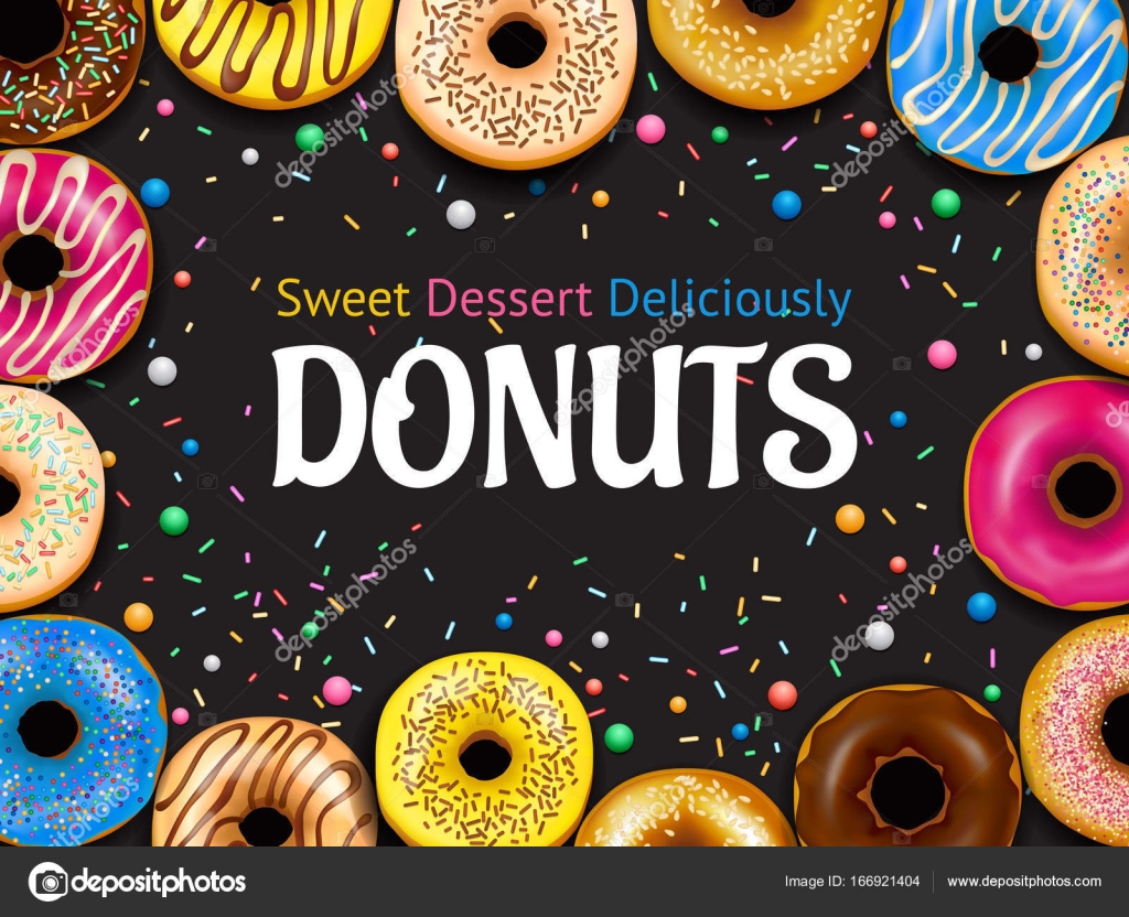 Realistic Donuts Frame Stock Vector Image by ©macrovector #166921404