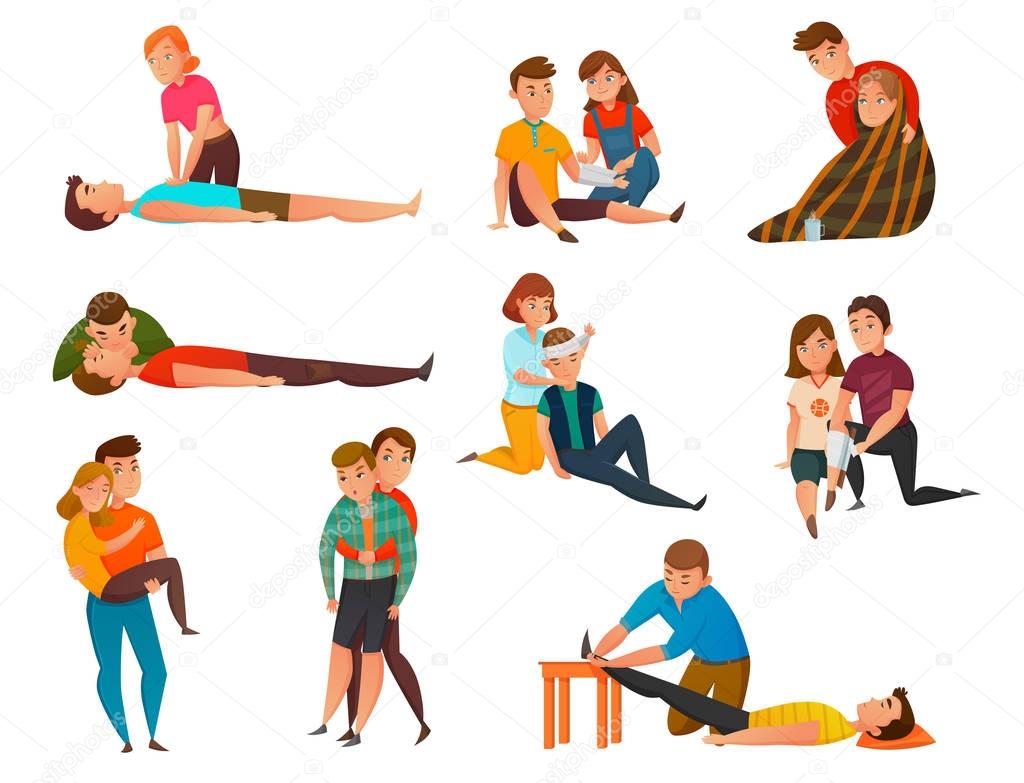 Dibujos: primeros auxilios | Conjunto de iconos de emergencia primeros ...