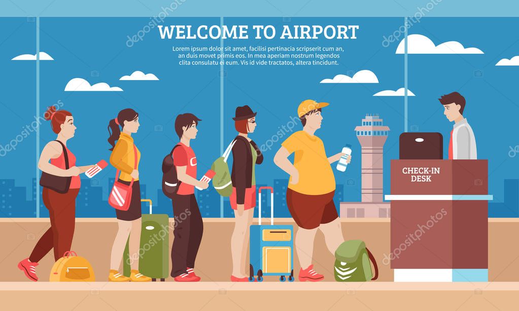 Ilustraci n de cola de aeropuerto 2024