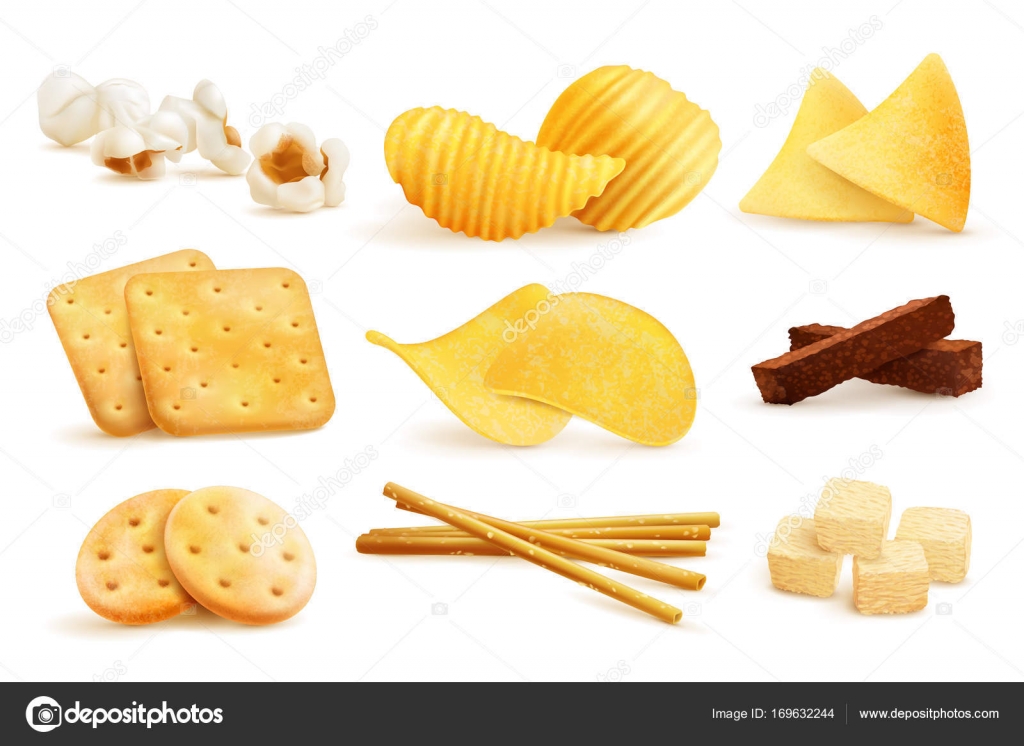 Salty Snack Pieces Set Stock Vector Image by ©macrovector #169632244