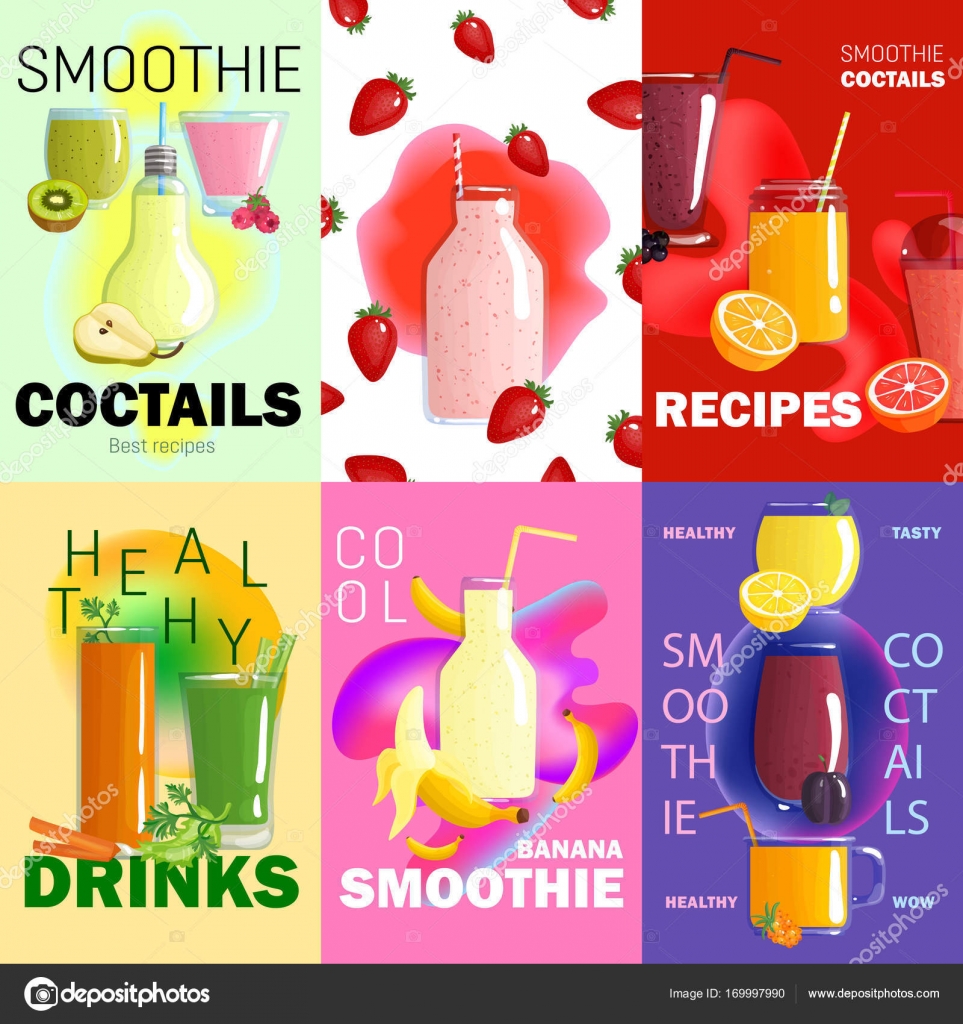 Smoothie Posters Banner Set Stock Vector Image by ©macrovector #169997990