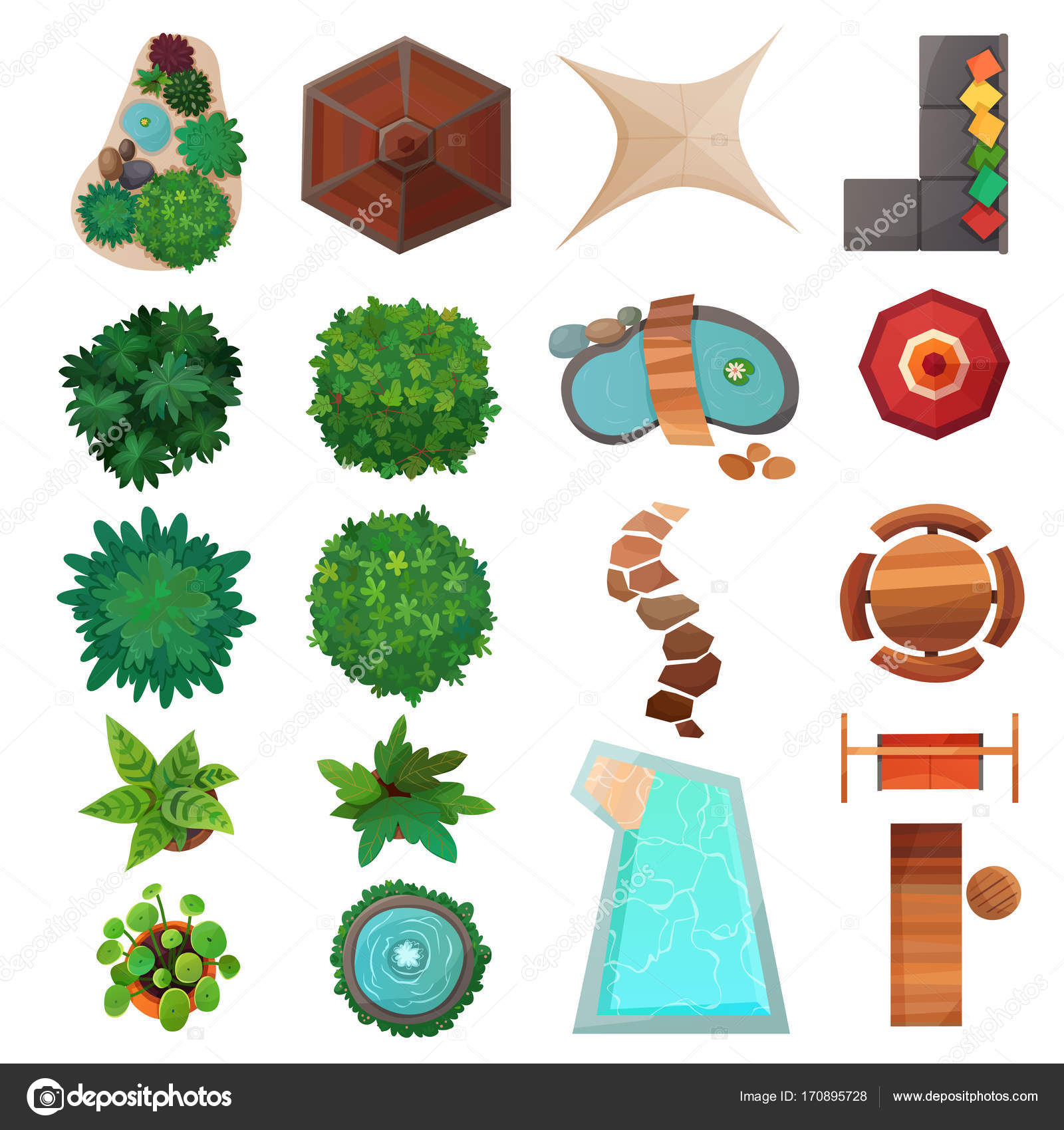 Landscape Design Top View Set Stock Vector Image by ©macrovector #170895728