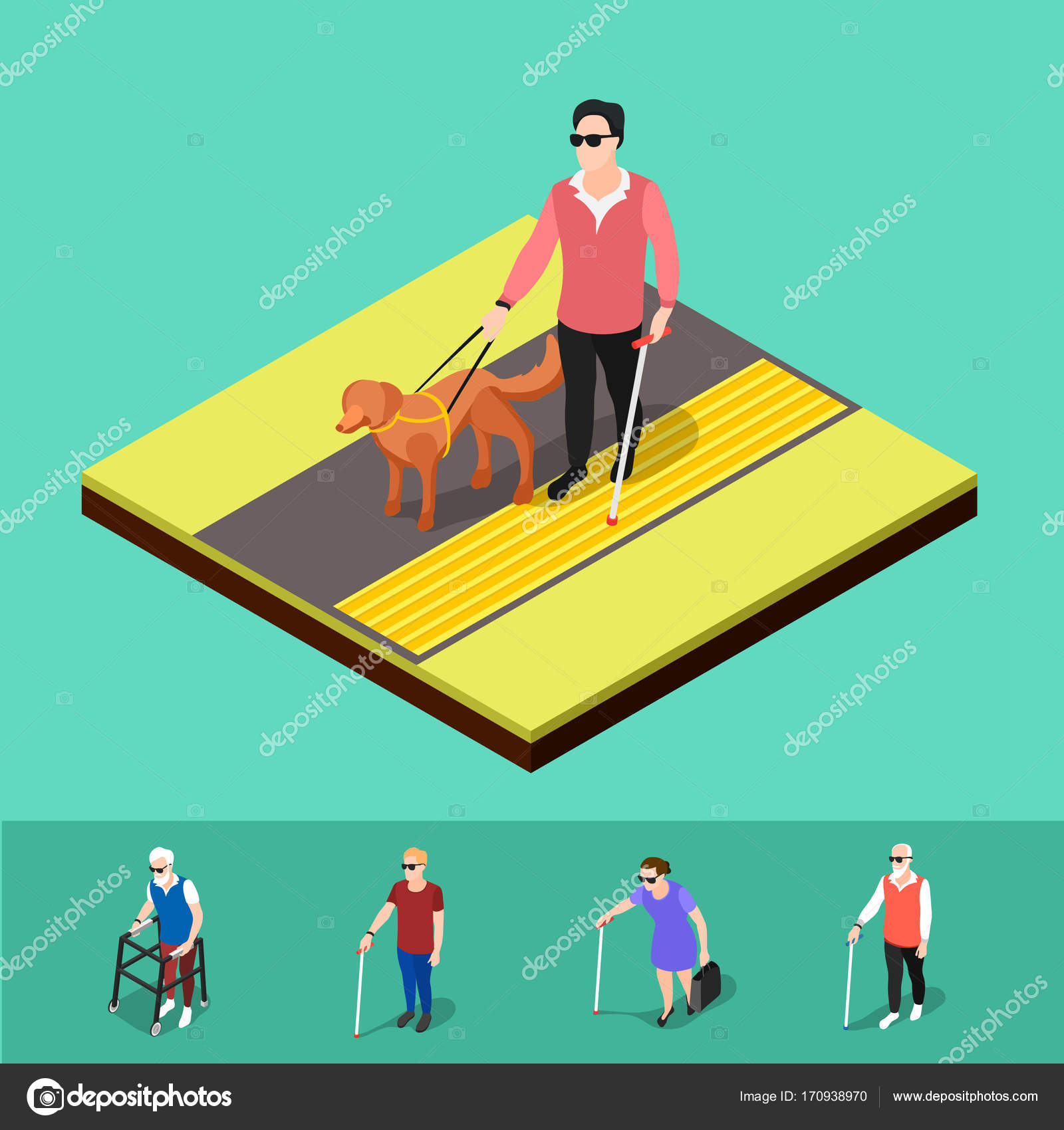 Blind People Paving Background — Stock Vector © macrovector #170938970