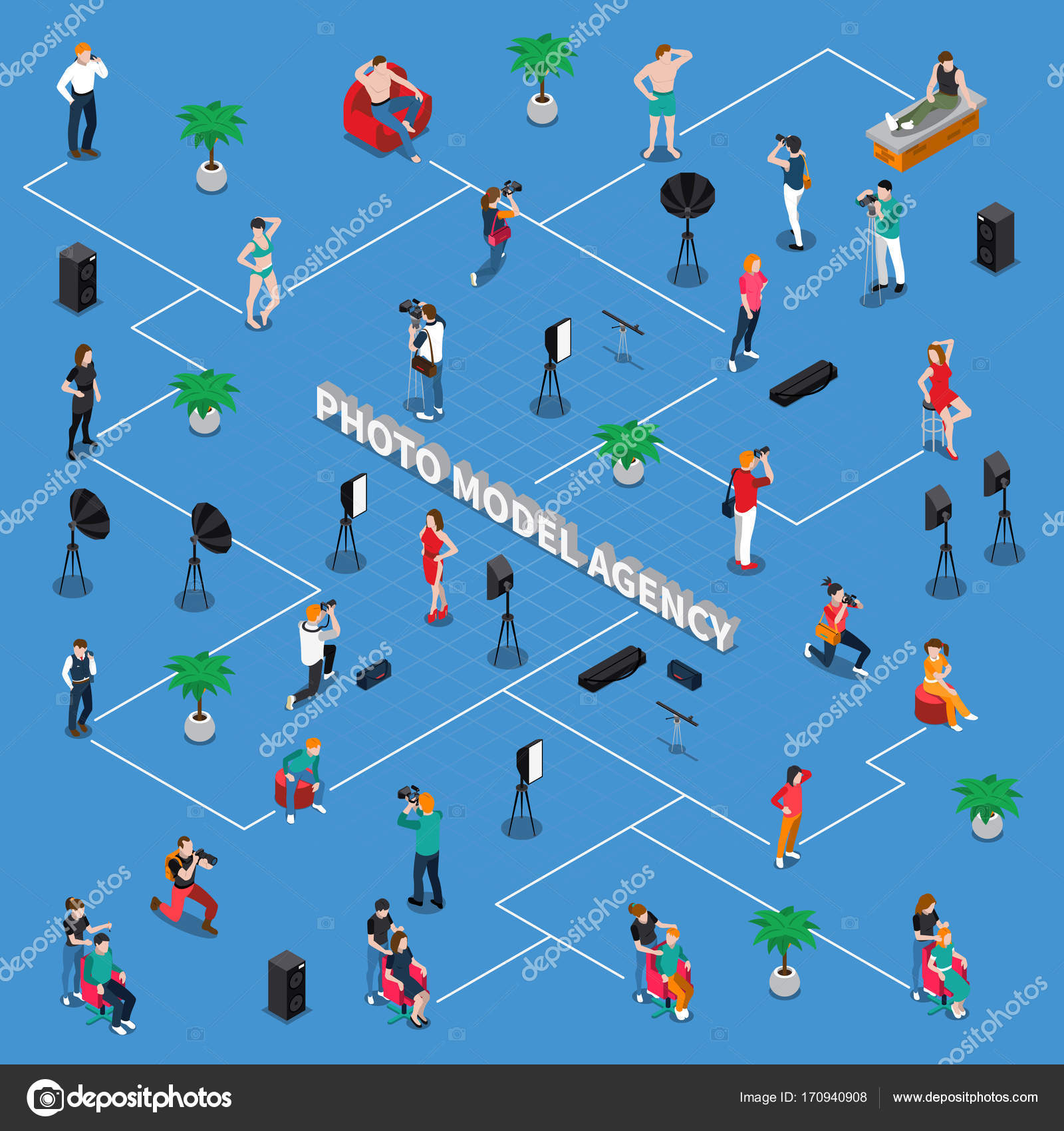 Photo Model Agency Isometric Flowchart Stock Vector Image by ...
