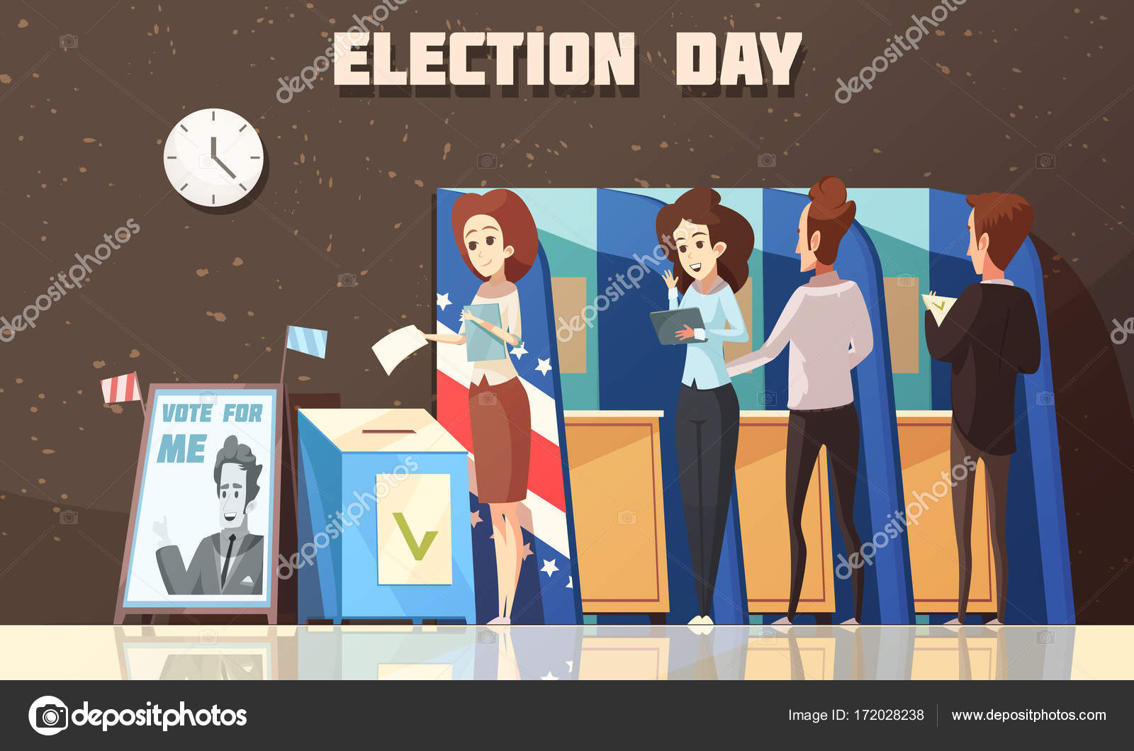 Elecciones políticas Votación Dibujos animados Ilustración Vector de ...