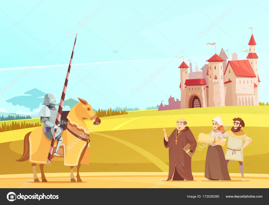 Medieval Life Scene Cartoon Poster Stock Vector Image by ©macrovector ...
