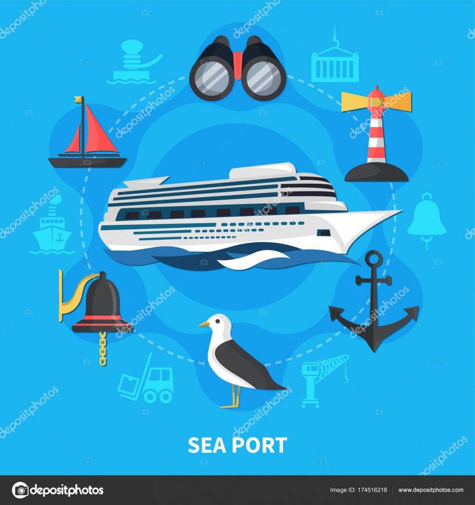 Sea Port Concept Stock Vector by ©macrovector 174516218