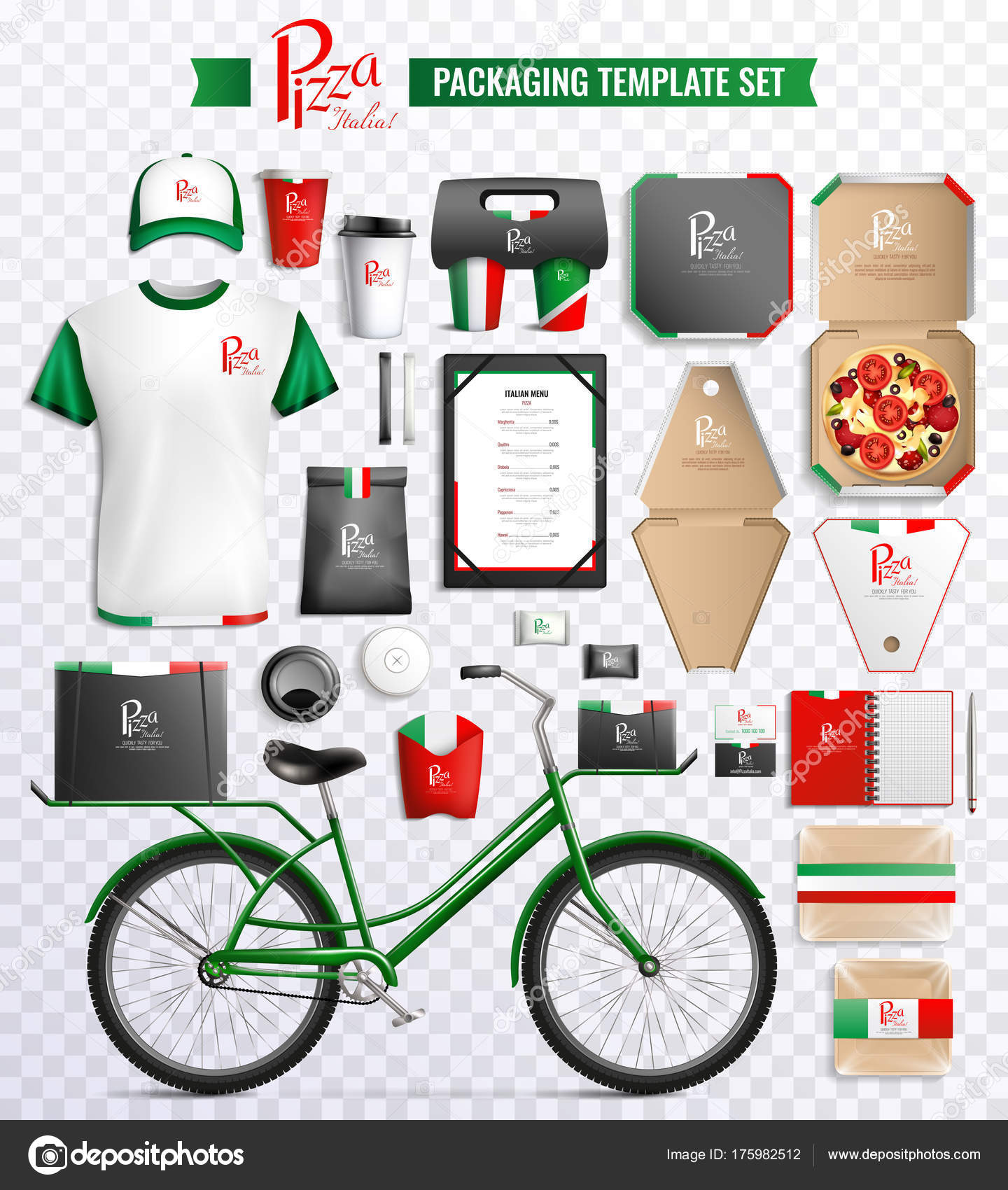 Pizza Packaging Template Set Stock Vector Image by ©macrovector #175982512