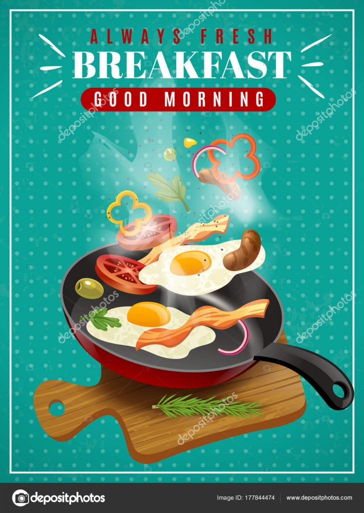 Fresh Breakfast Poster Stock Vector Image by ©macrovector #177844474