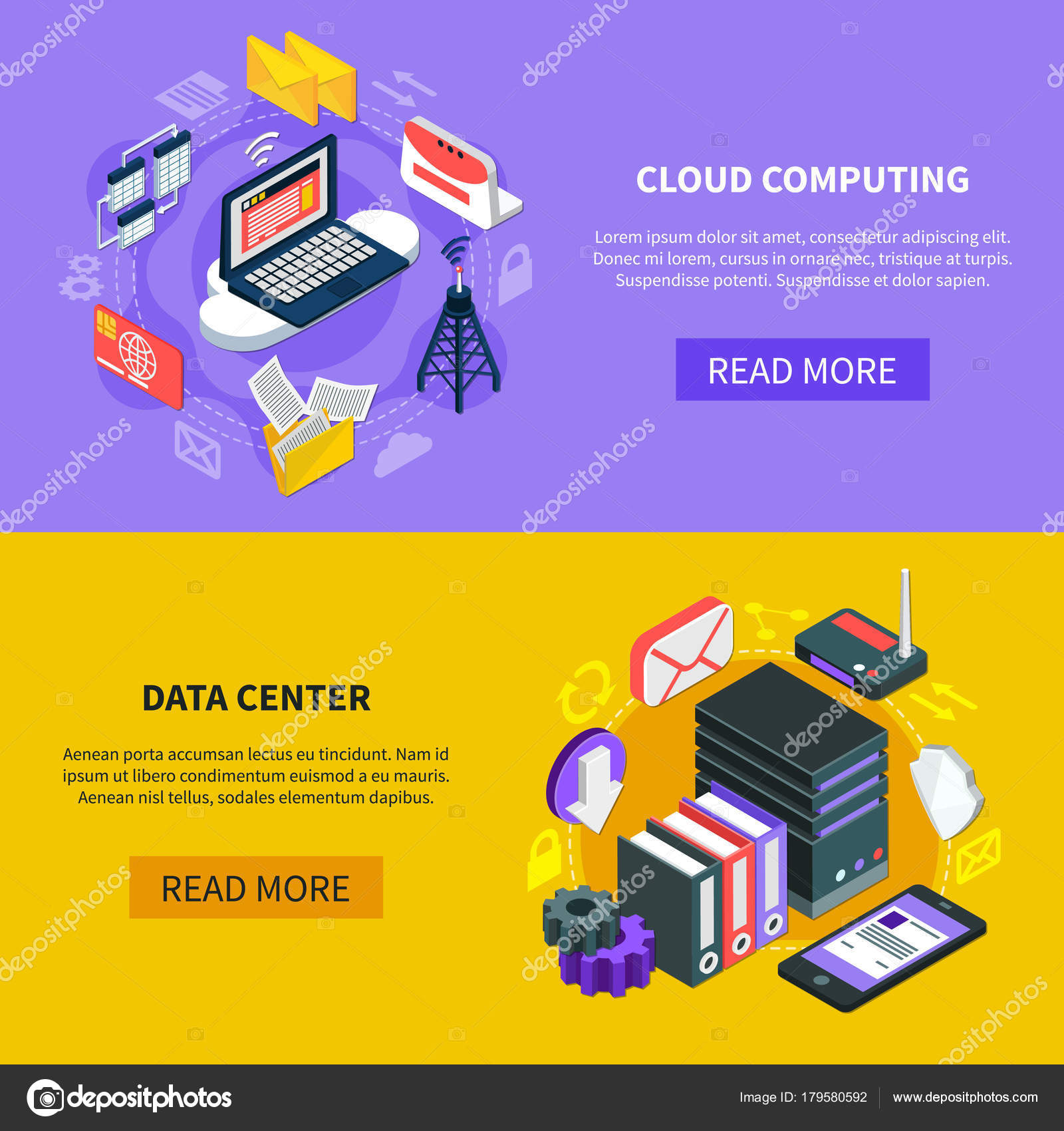 Cloud Computing Isometric Banners Stock Vector by ©macrovector 179580592