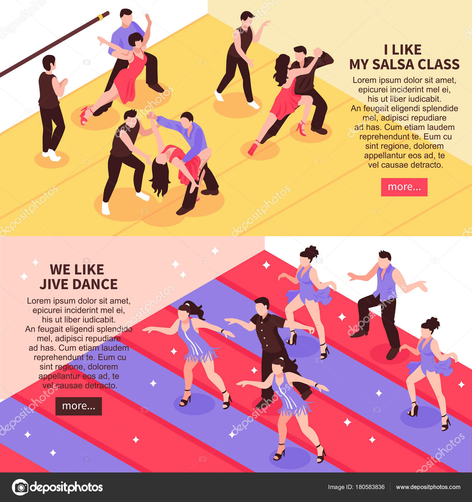 Dance Isometric People Banners Stock Vector by ©macrovector 180583836