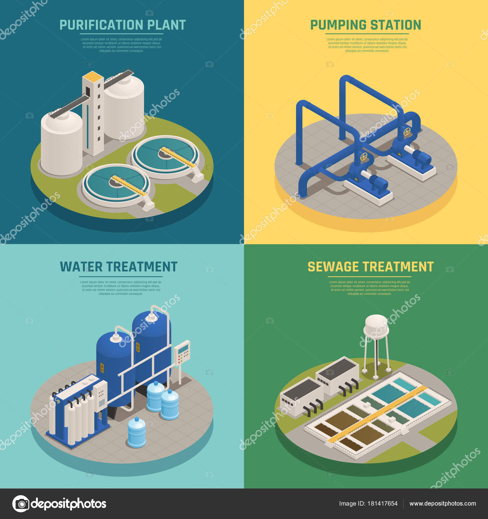 Wastewater Purification Isometric Icons Square Stock Vector Image by ...